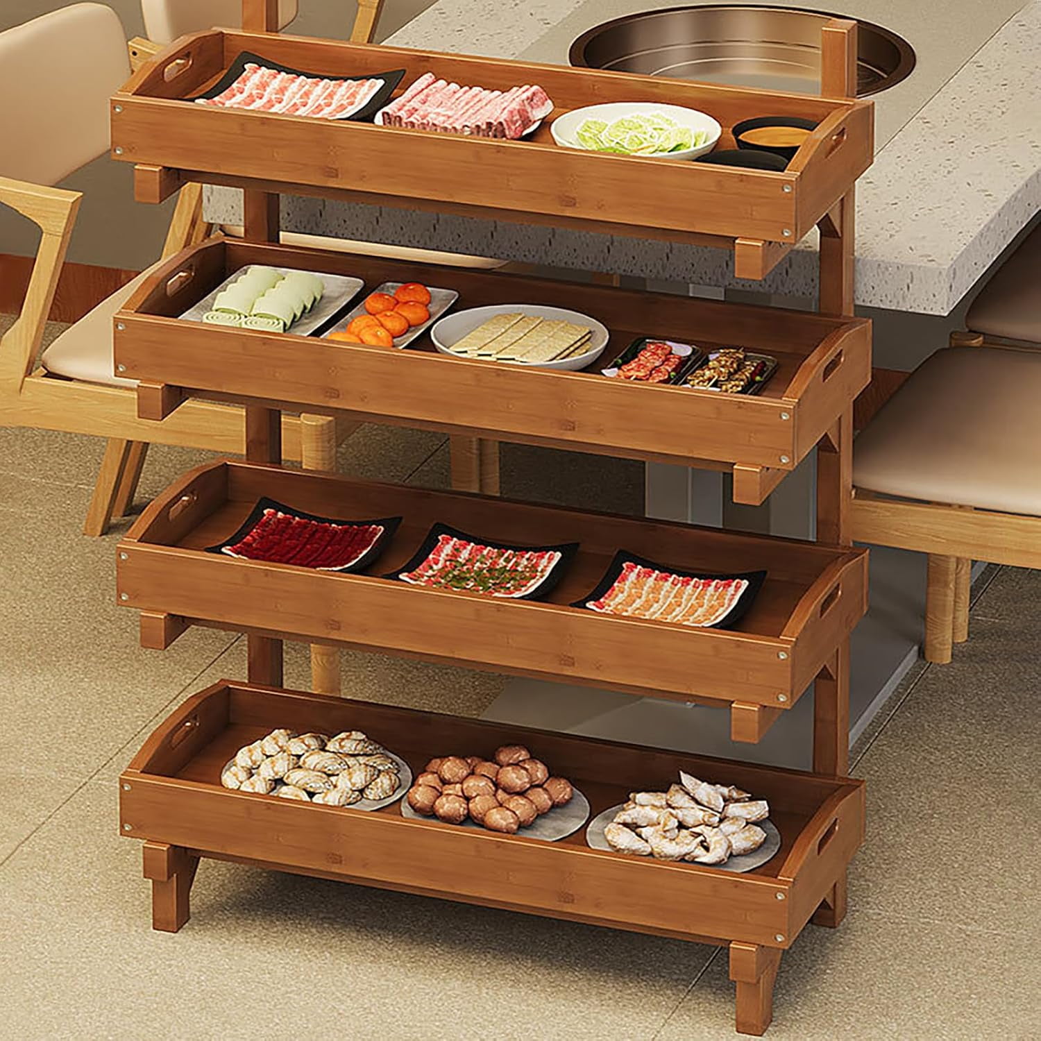 Floor Multi-Layer Shelf, Kitchen Vegetable And Fruit Mobile Storage ...