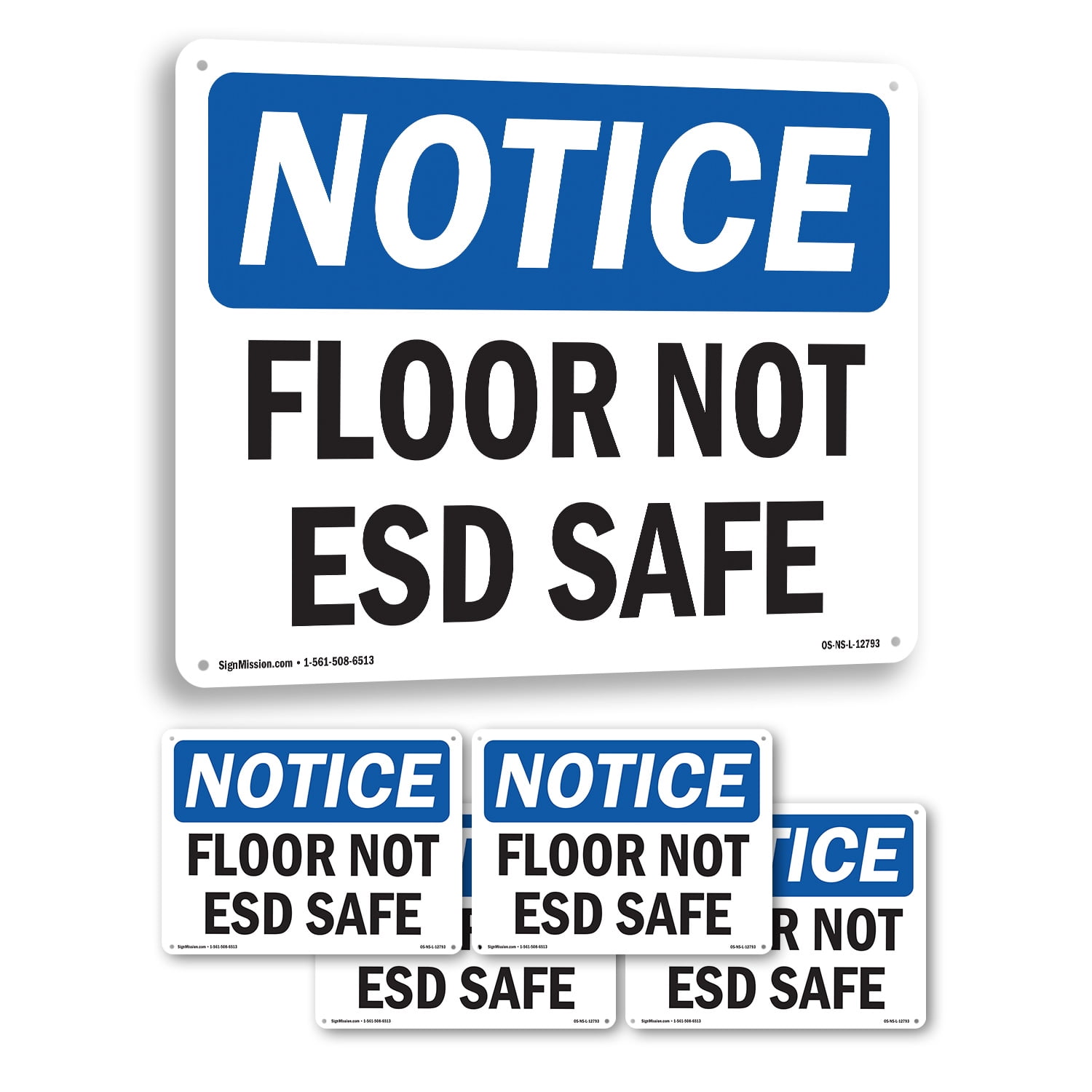 Floor Not ESD Safe OSHA Notice Aluminum Sign 18 Inch x 12 Inch - 5 Pack ...