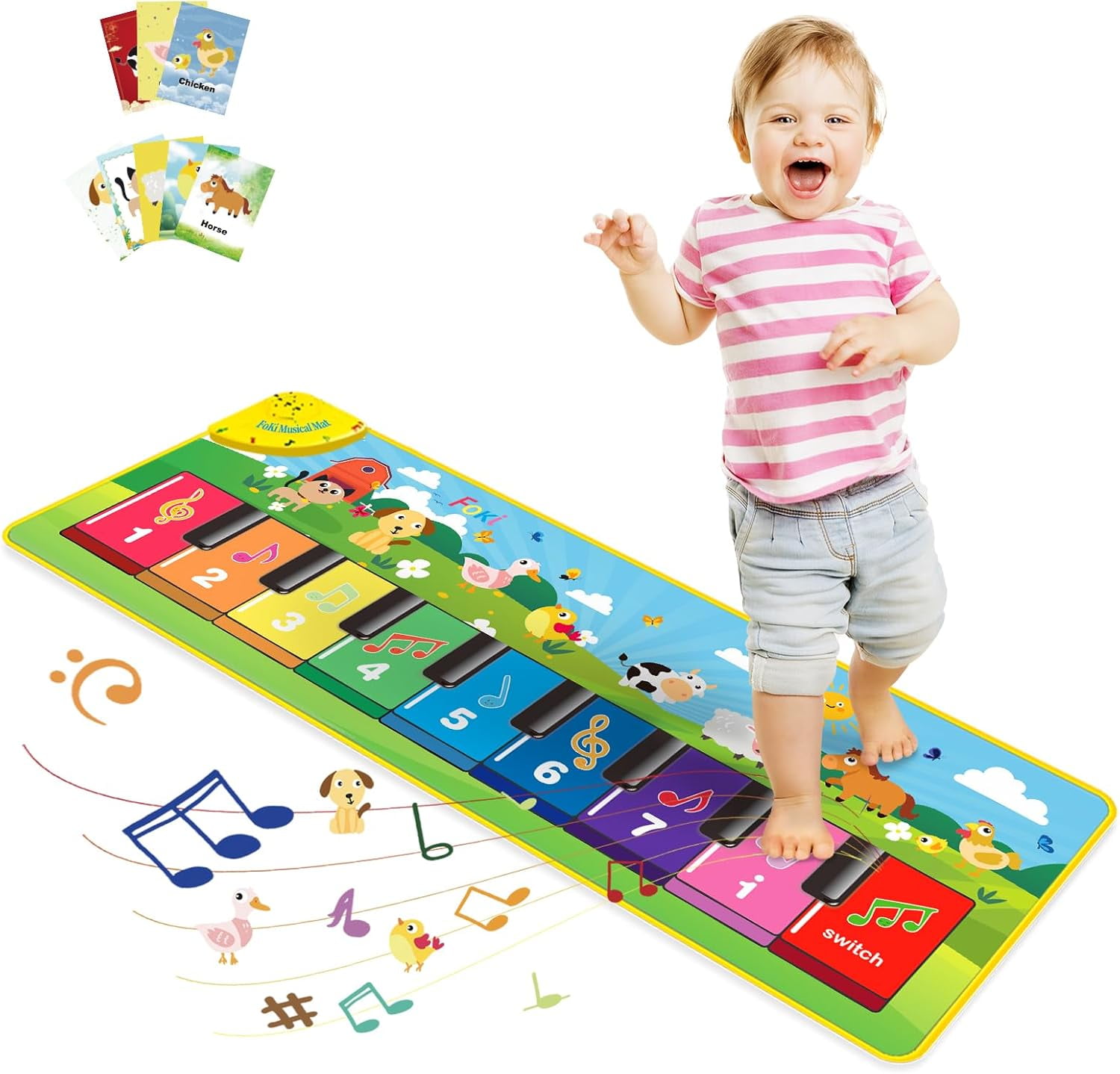 Floor Piano Mat for Toddlers, Baby Kid Sensory Educational Dancing ...