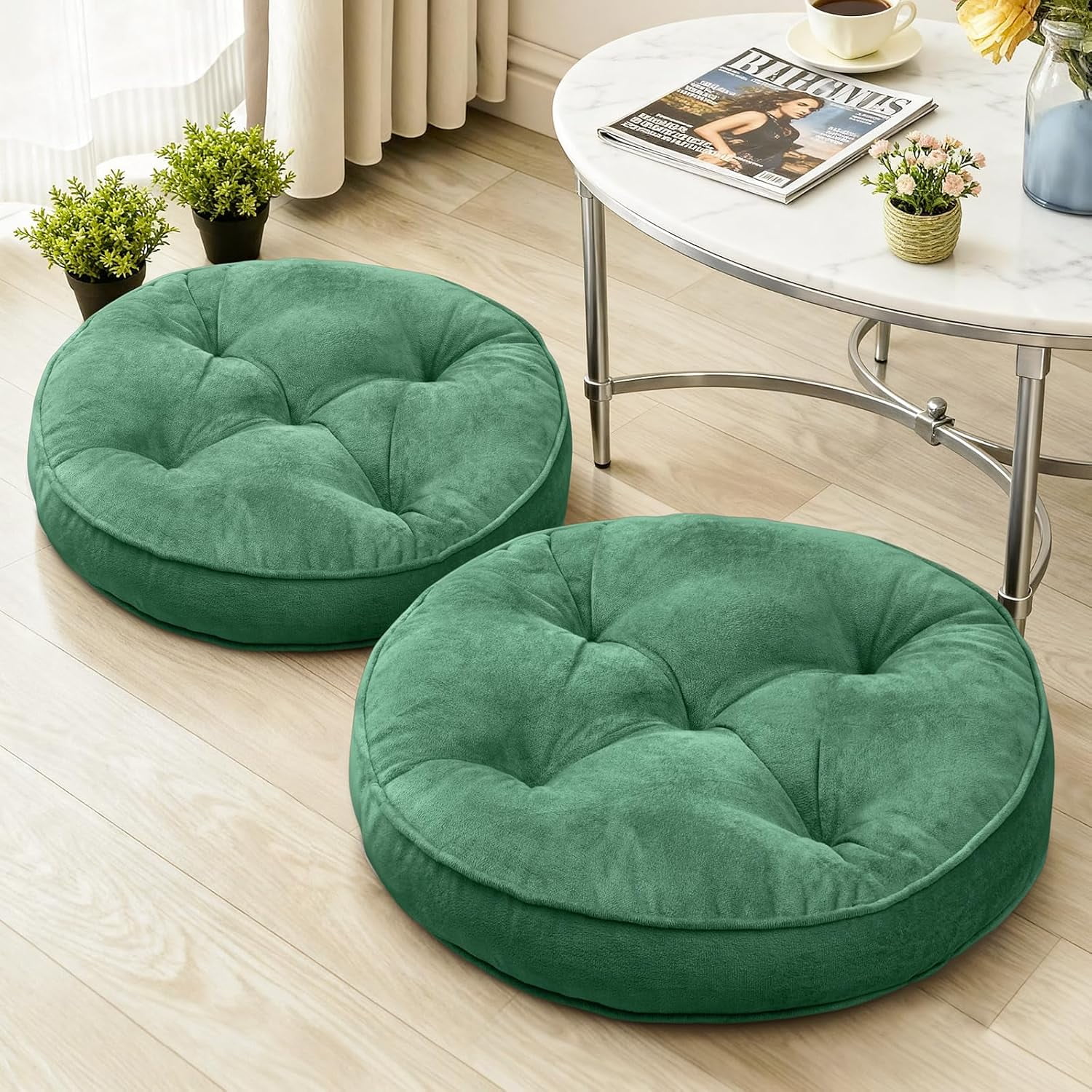Floor Pillow Set of 2, Memory Foam Meditation Cushion, Floor Cushions ...
