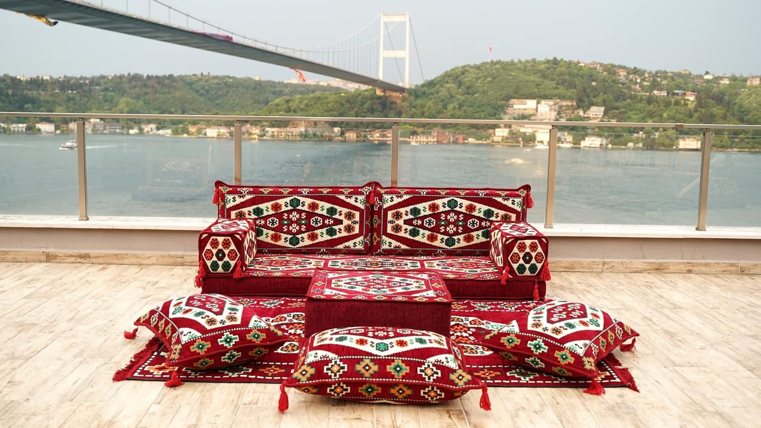 Floor Pillows, Arabic Majlis Seating, Burgundy Meditation Cushion ...