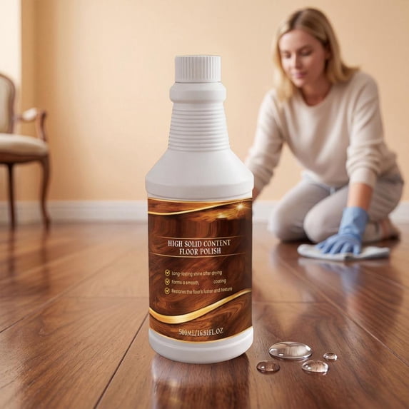Floor Polish for Wood Floors, 500ml High Gloss Liquid Wax with Micro ...