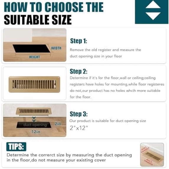 Floor Register 2x12, 6 Pack Floor Vent Covers, Steel Adjustable Air ...