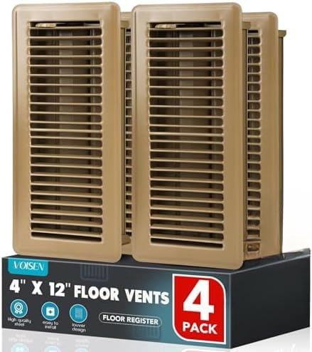 Floor Register 4x12, 4 Pack Floor Vent Covers, Steel Adjustable Air ...