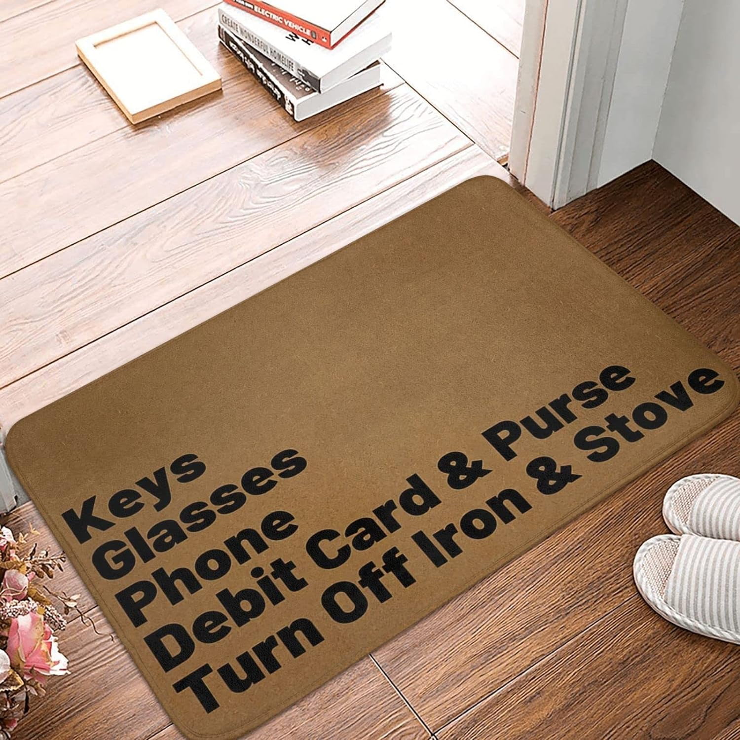 Floor Rug Door Mats Keys Glasses Phone Debit Card & Purse Turn Off Iron ...