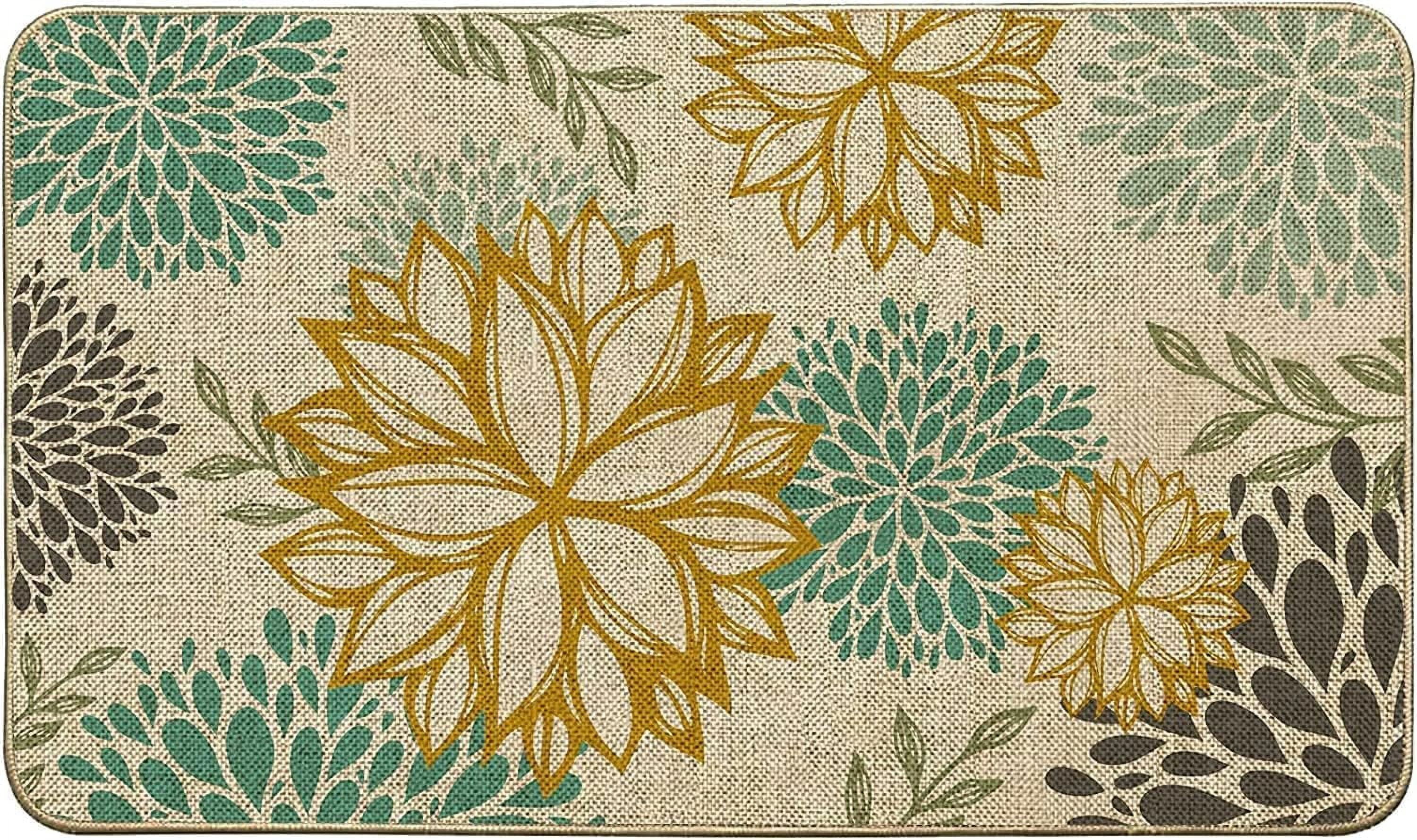 Floor Rug Doormat Dahlia Doormat Green Yellow Burlap Modern Door Mats ...