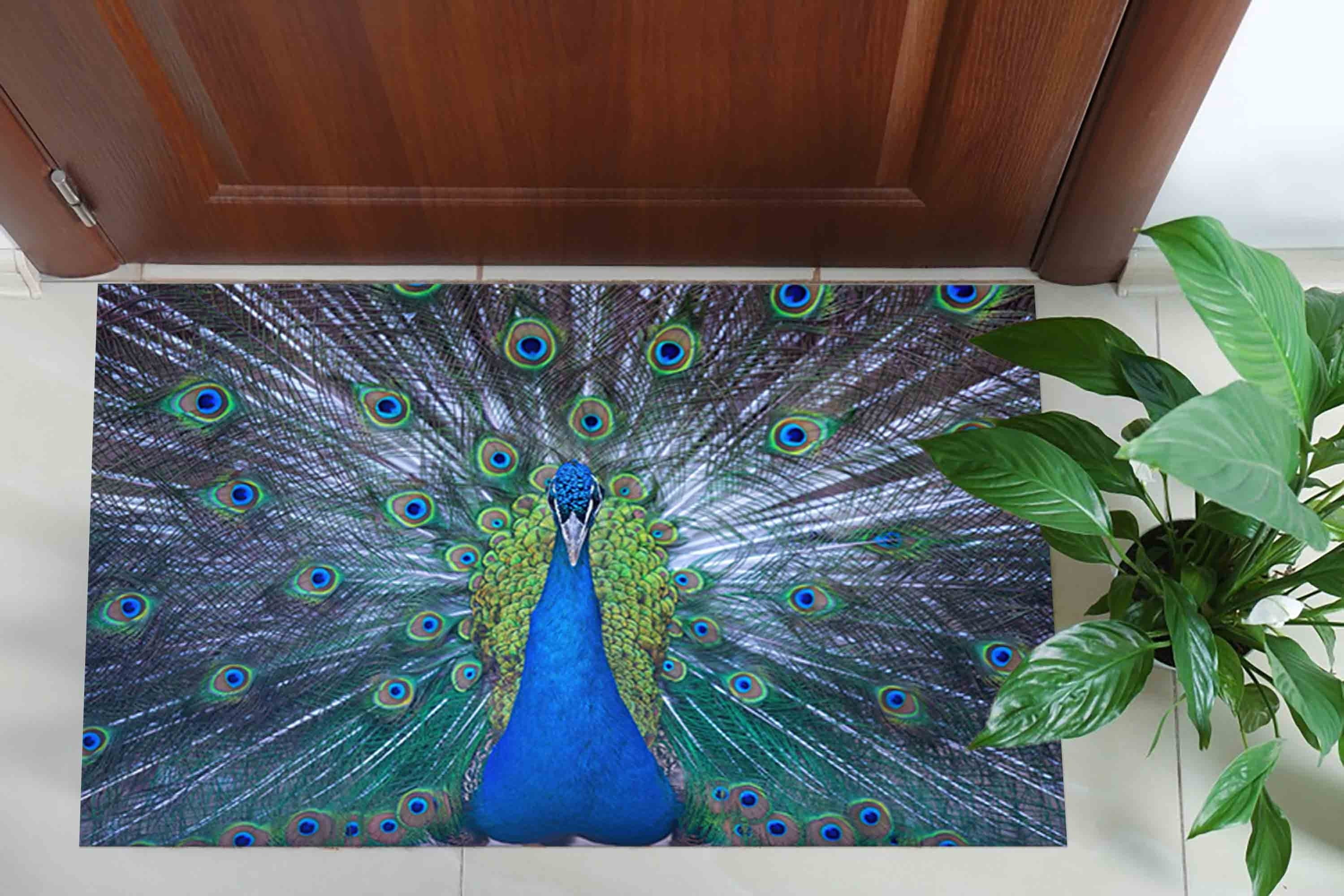Floor Rug, Entryway Rugs, Peacock Rugs, Front Door Rug, Blue Rug ...