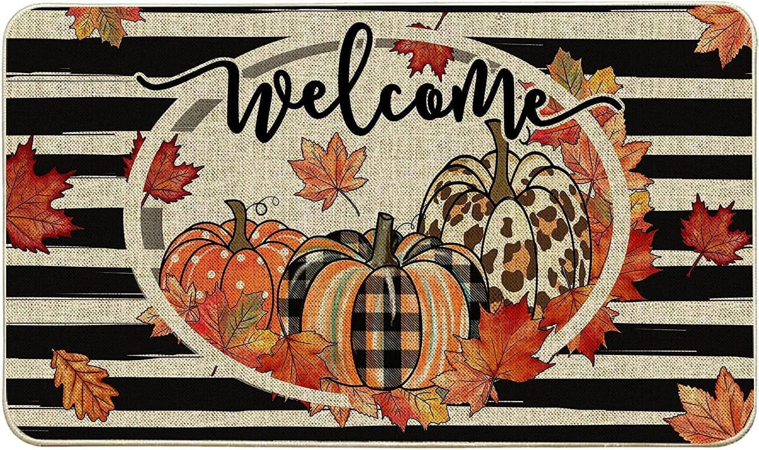 Floor Rug Fall Welcome Mats Outdoor, Autumn Fall Pumpkin Farmhouse ...