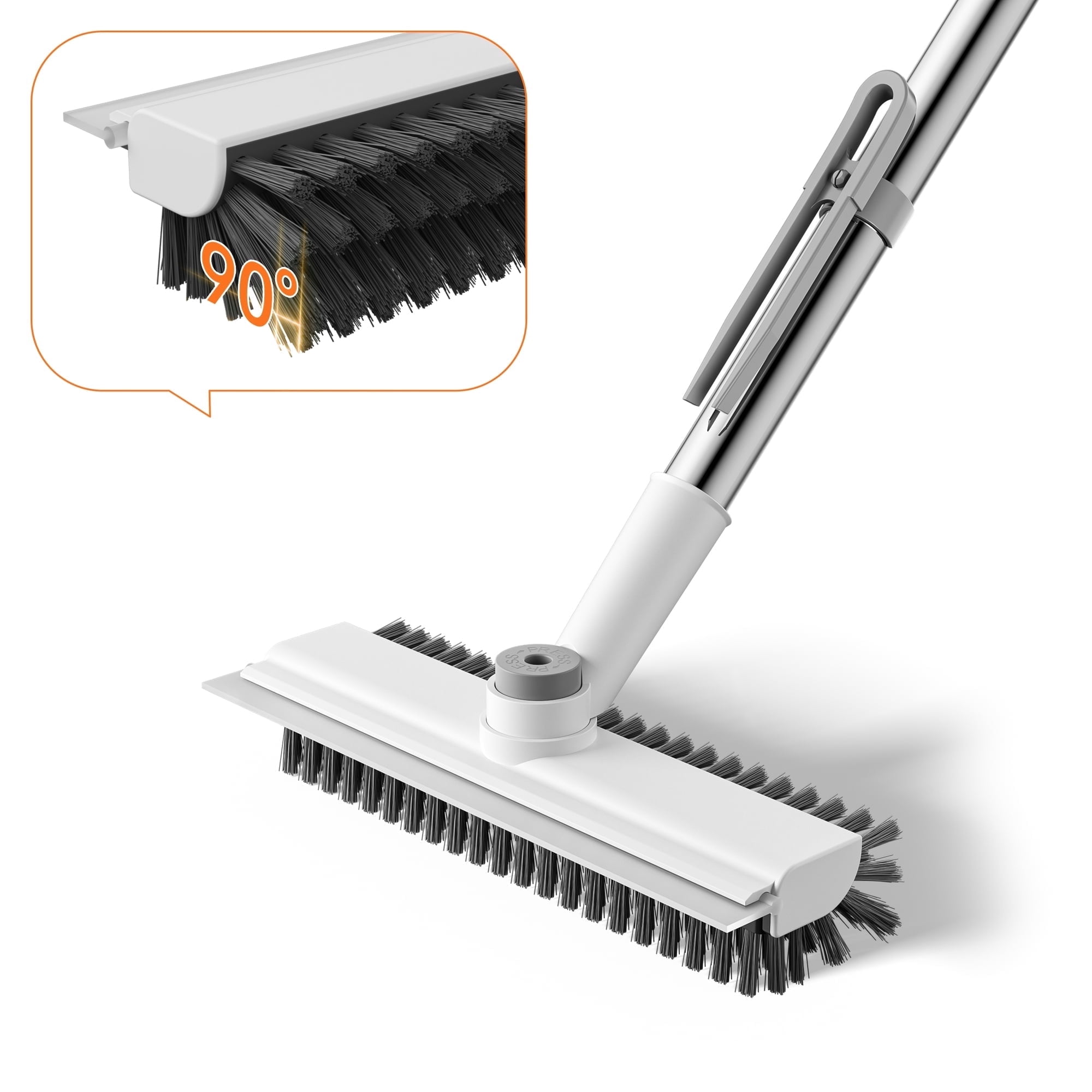 Floor Scrub Brush with Long Handle, Mini 3-in-1 Heavy-Duty Stiff ...