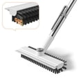Floor Scrub Brush with Long Handle, Mini 3-in-1 Heavy-Duty Stiff ...