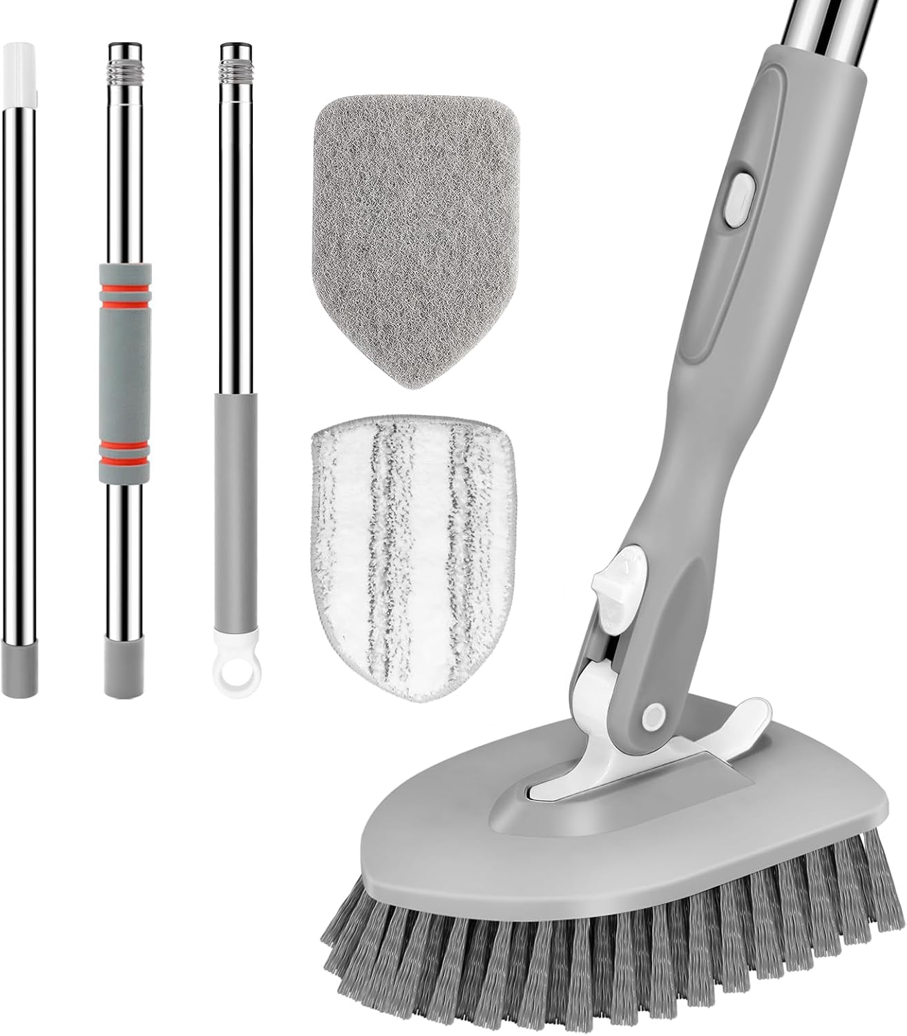 Floor Scrub Brush, 3-In-1 Tile Tub Floor Scrubber with Adjustable Long ...