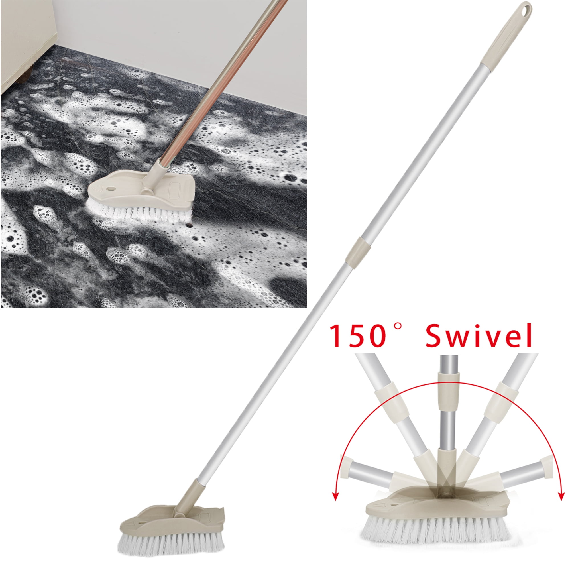 Floor Scrub Brush Adjustable Long Handle Scrubber Cleaning Tile ...