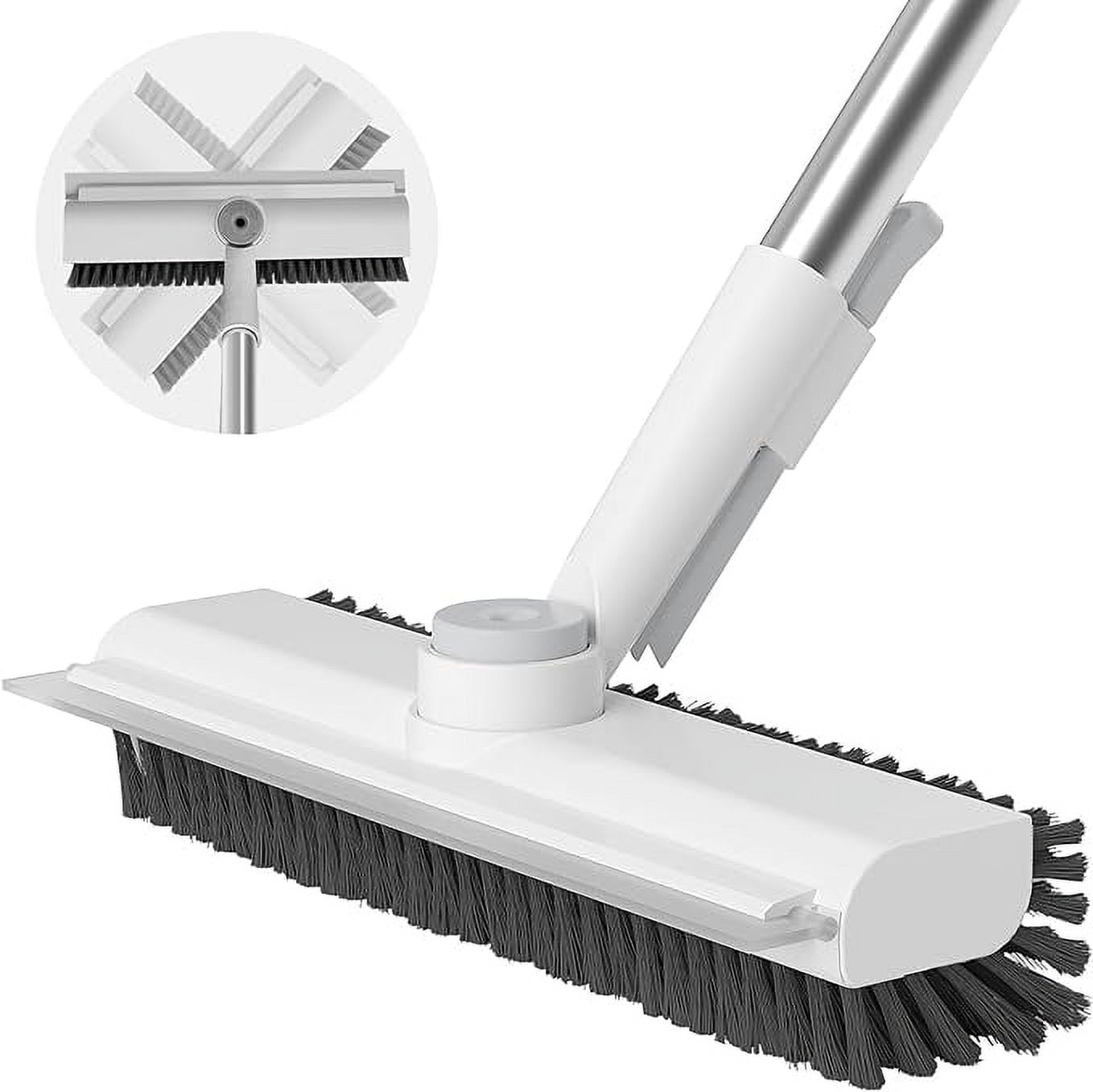 3-in-1 Floor Scrub Brush with Long Handle, Stiff Bristle, Adjustable ...