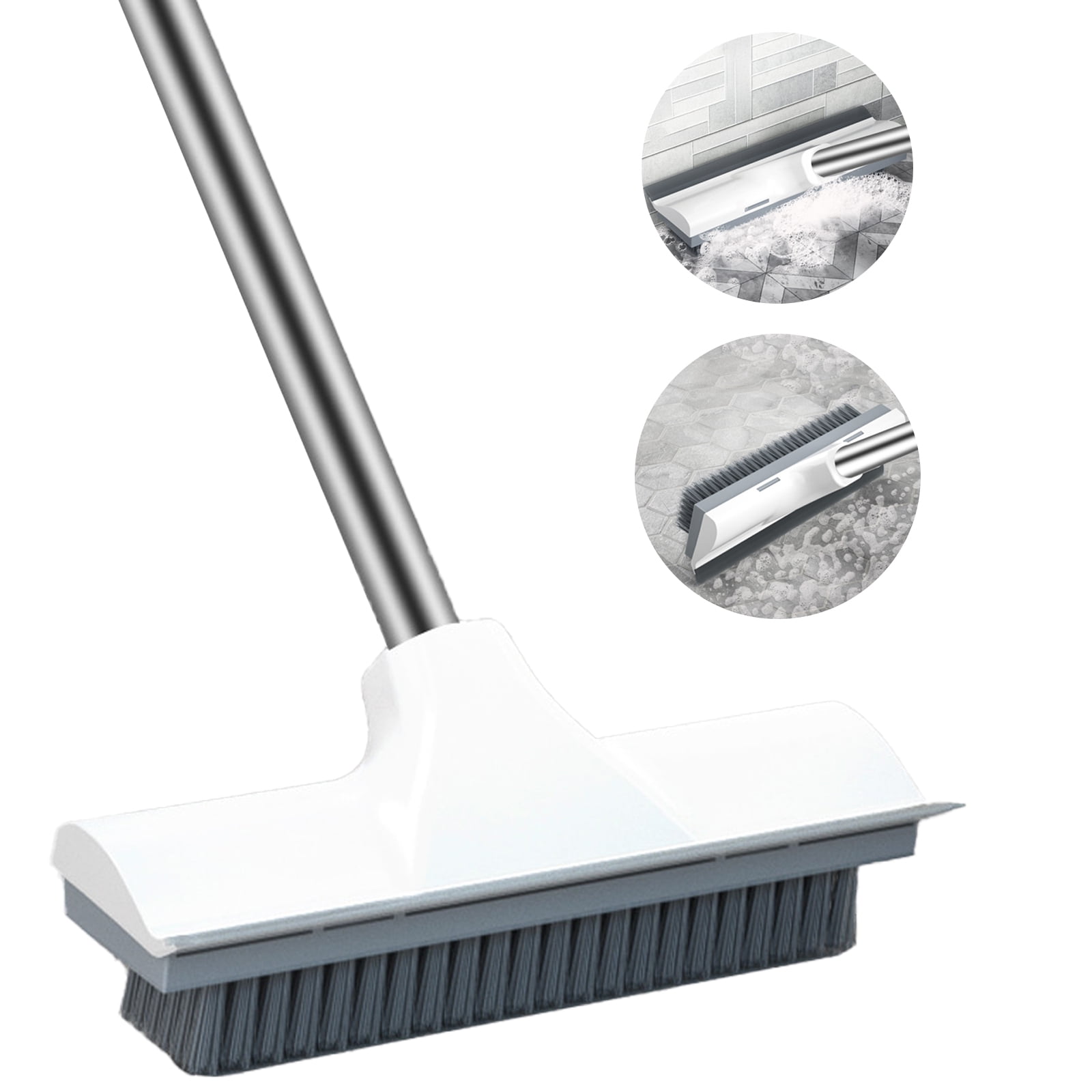 Scrub Brush with Long Handle, Fuvuan 2-in-1 Stiff Bristles Floor ...