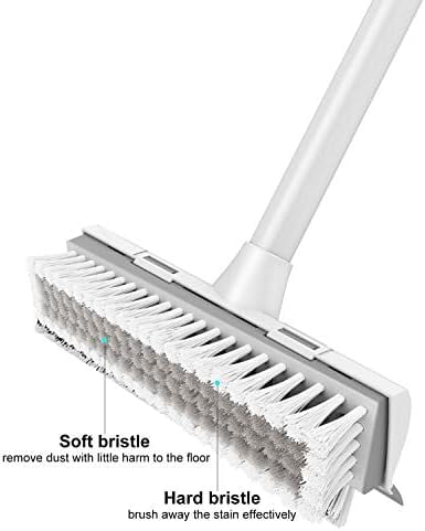 Floor Scrub Brush with Long Handle, 2 in 1 Scrape and Brush, Stiff ...