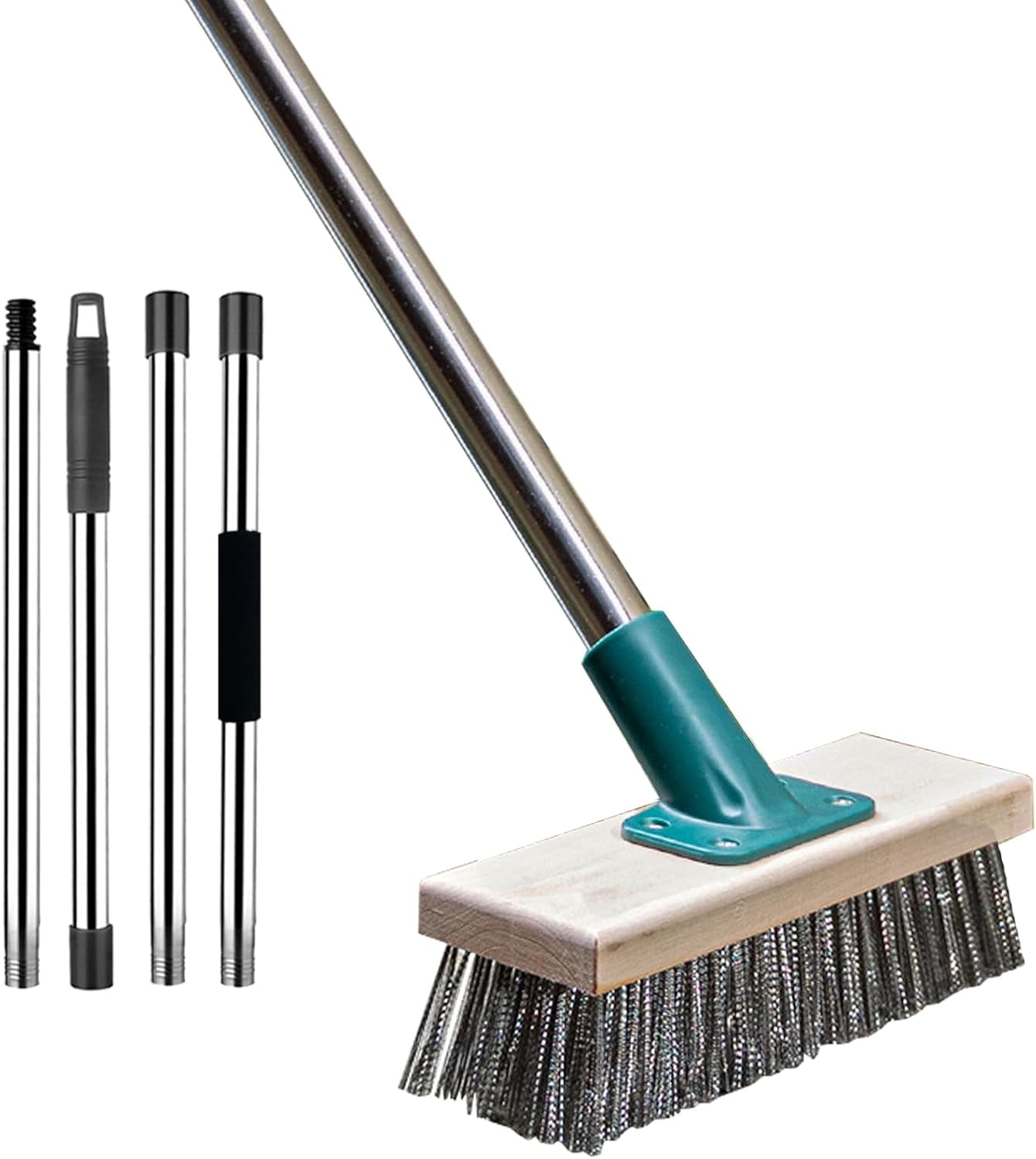 Floor Scrub Brushes Stainless Steel Wire Brushes with Long Handle Stiff ...