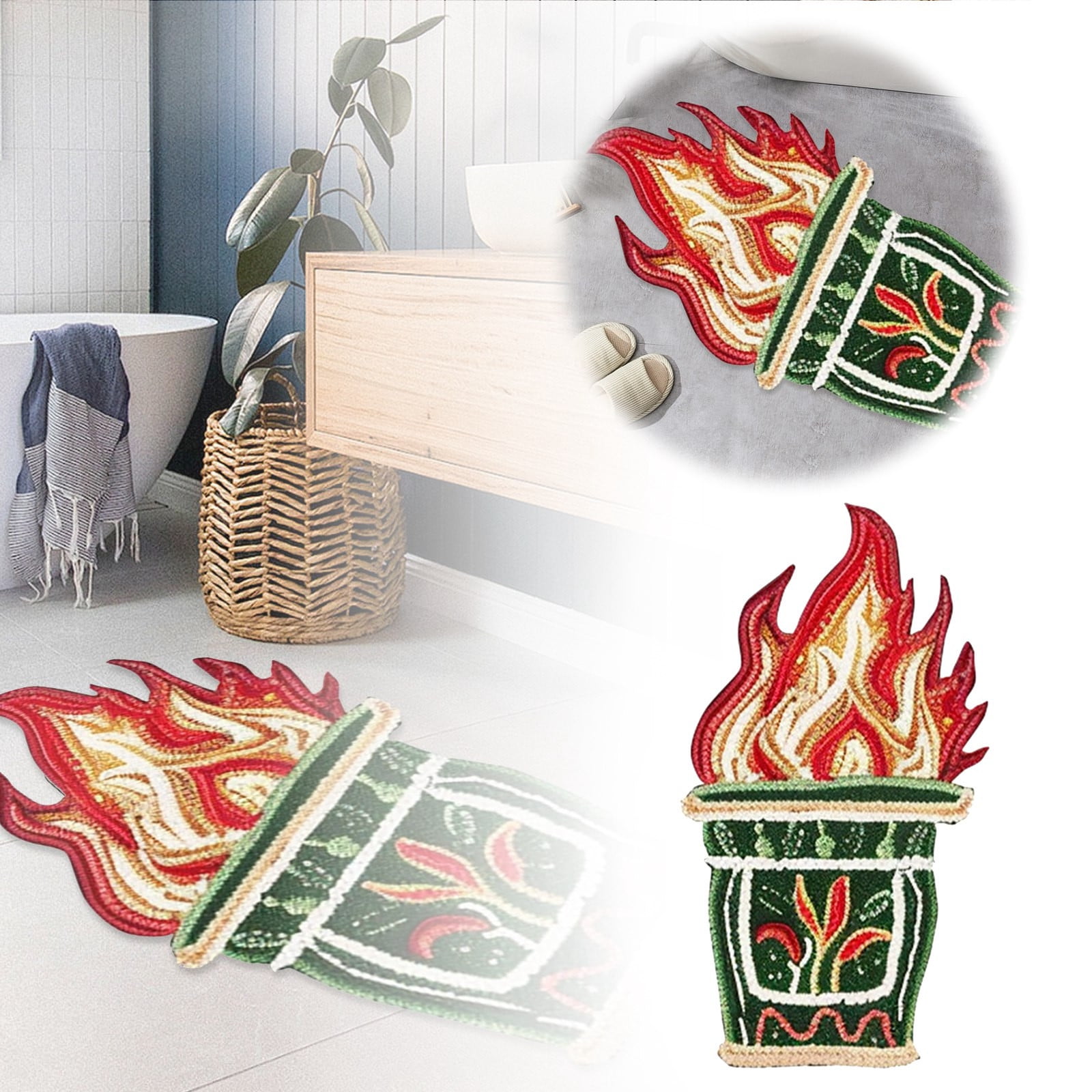Floor Shaped Carpet Interesting Garbage Fire Mat Non Carpet Welcome ...