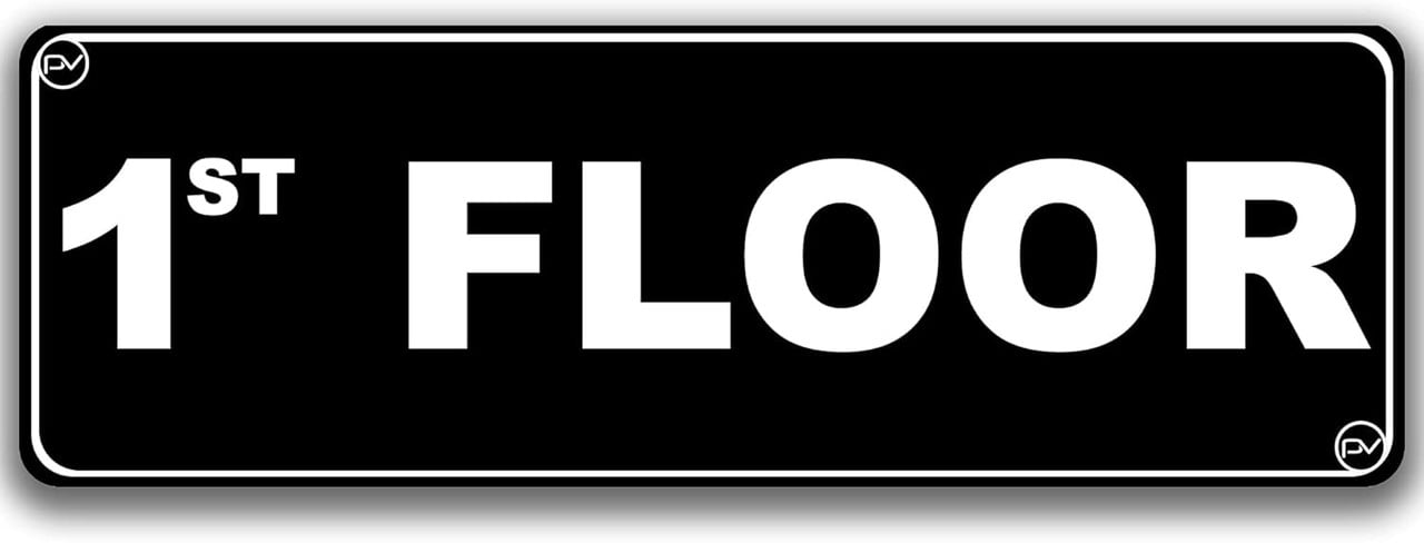 Floor Sign for Door, Acrylic Plastic, Black and White, Rounded Corners ...