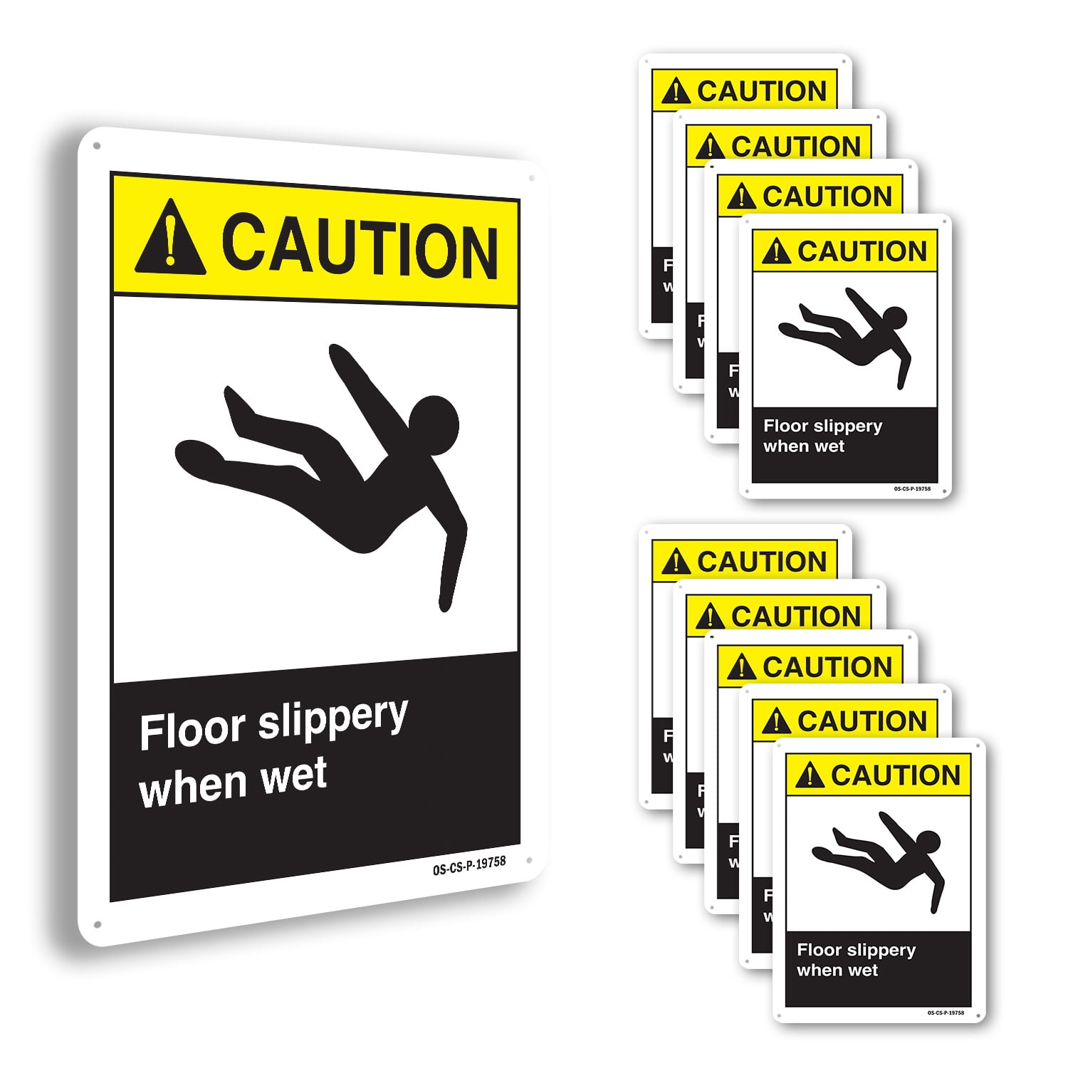 Floor Slippery When Wet ANSI Caution Rigid Plastic Sign 24 Inch x 18 ...