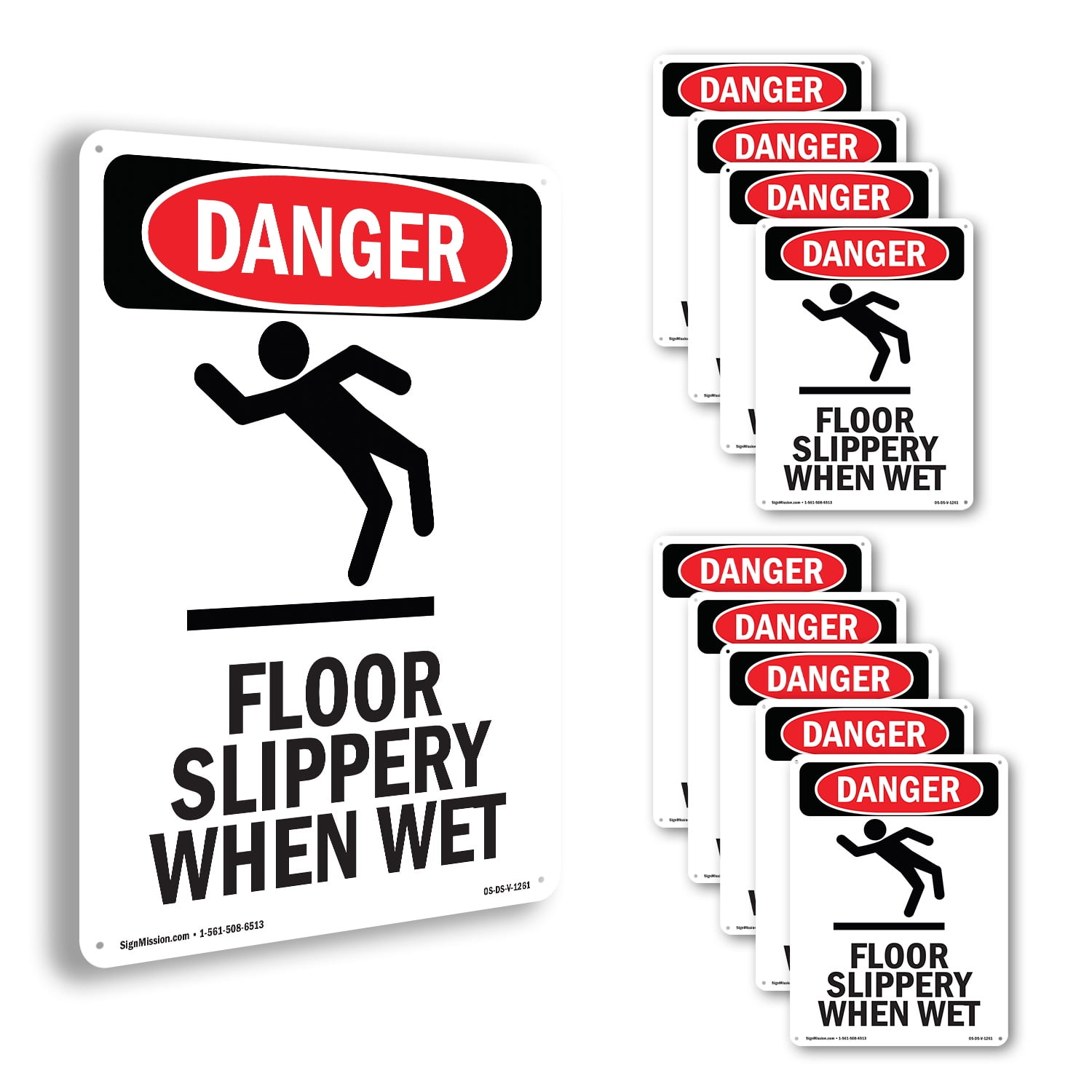 Floor Slippery When Wet OSHA Danger Aluminum Sign 24 Inch x 18 Inch ...
