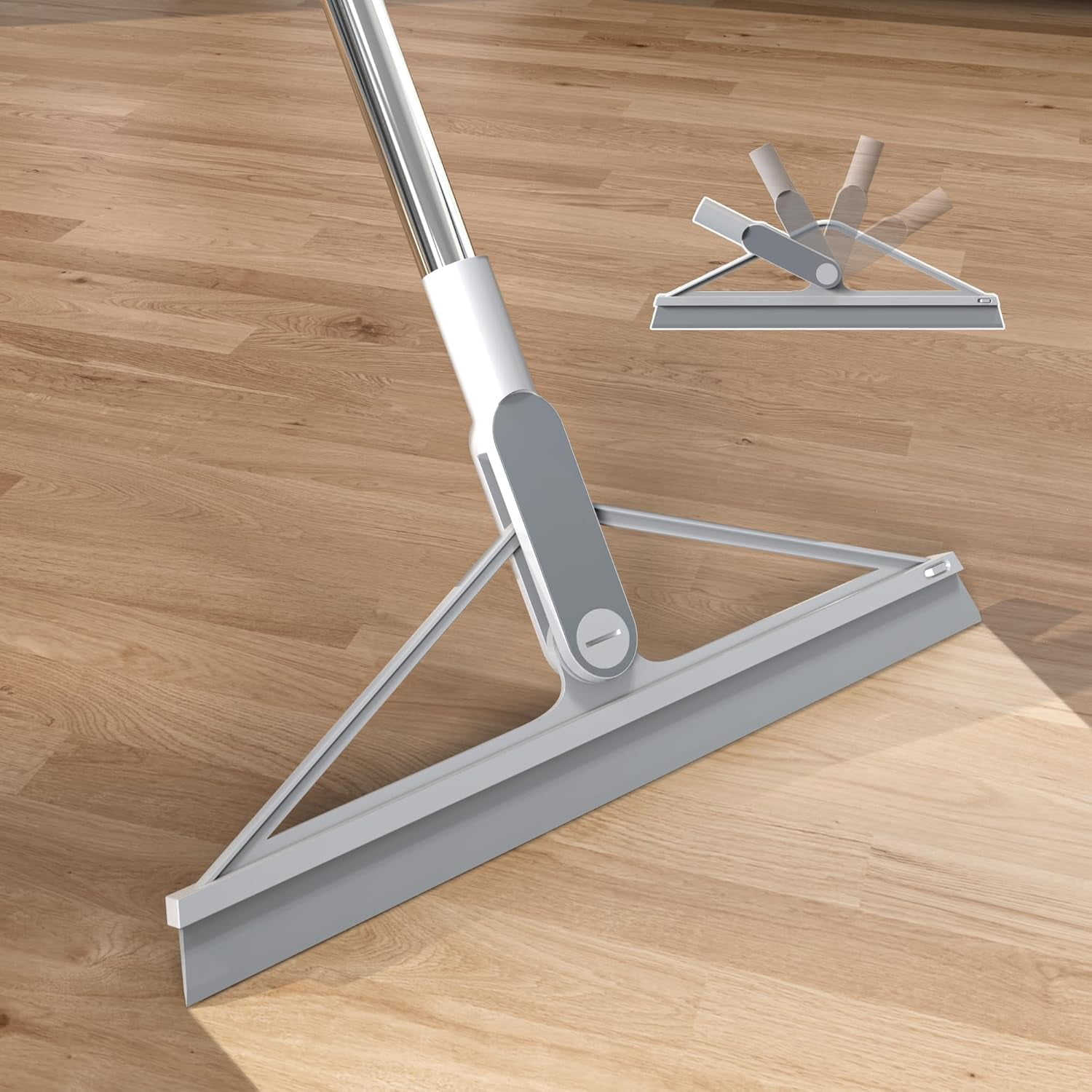 Floor Squeegee Broom Rubber Window Squeegee for Floor 61" Long Handle ...