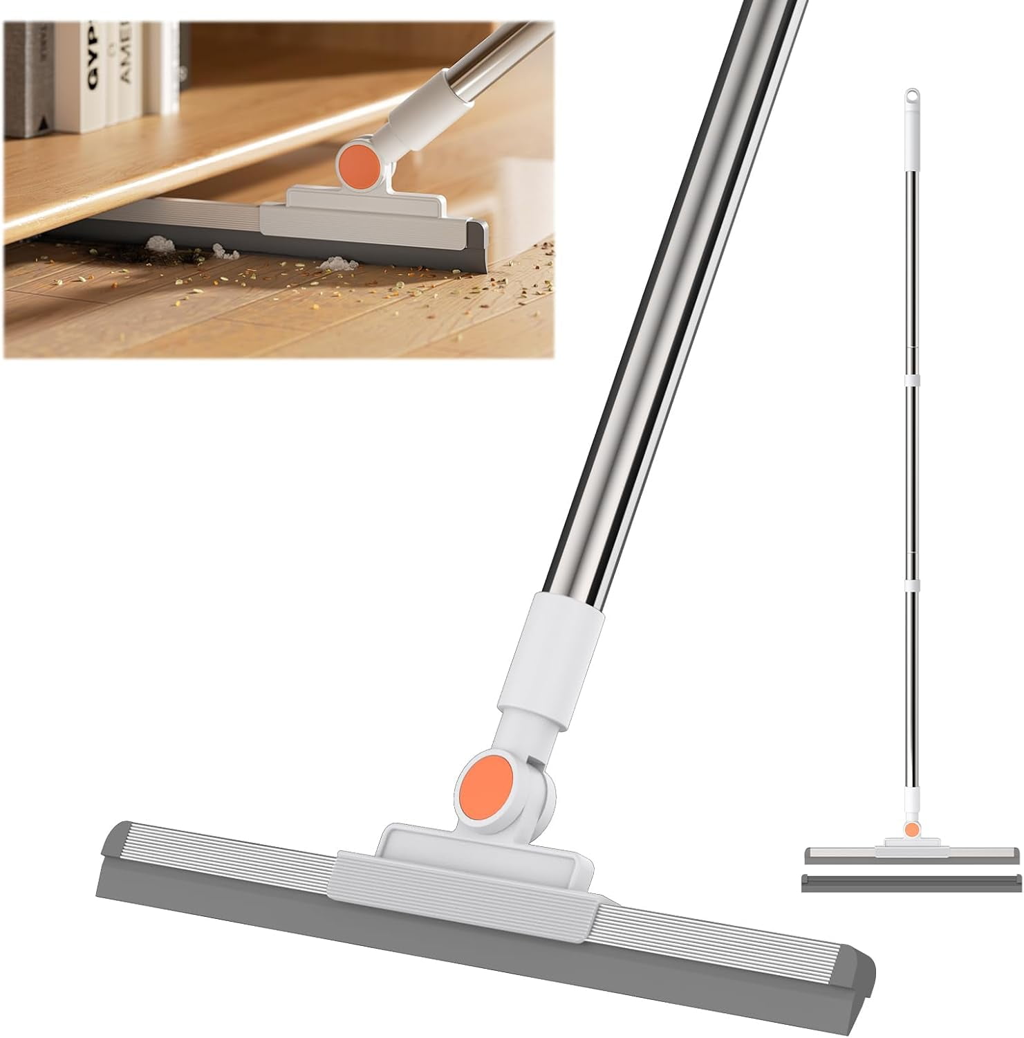 Floor Squeegee, Push Rubber Broom Scraper with 180° Rotating Movable ...