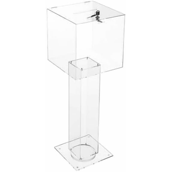 Floor Standing Acrylic Ballot Box, Lockable Storage Containe with Stand ...