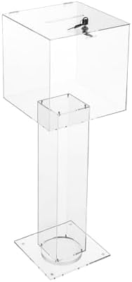 Floor Standing Acrylic Ballot Box, Lockable Storage Containe with Stand ...
