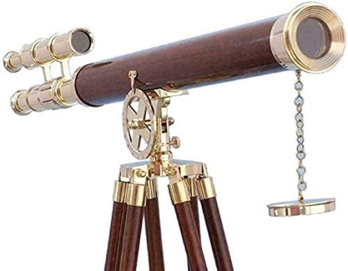 Floor Standing Antique Copper with Leather Griffith Astro Telescope 65 ...