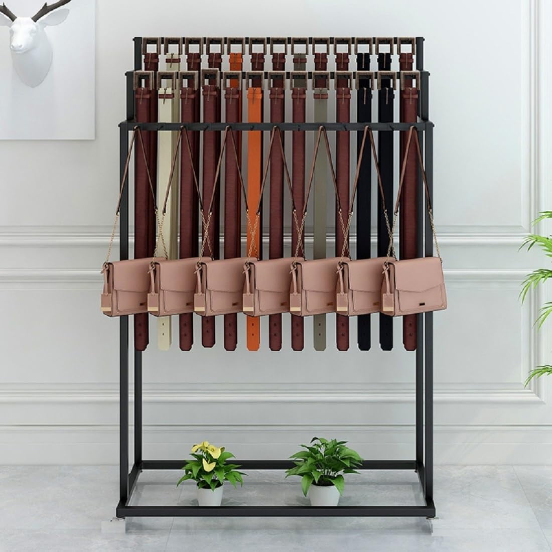 Floor Standing Belt Display Stand, Modern Belt Hanger Metal Belt Rack ...