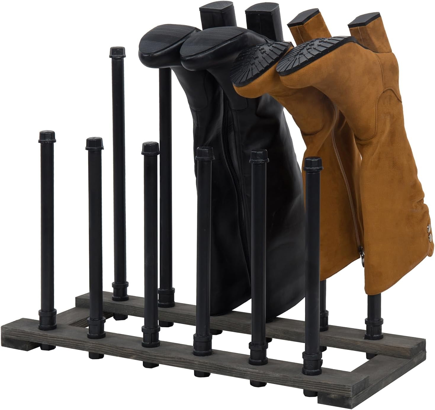 Floor Standing Boot Holder Rack, Industrial Black Metal Pipe and ...