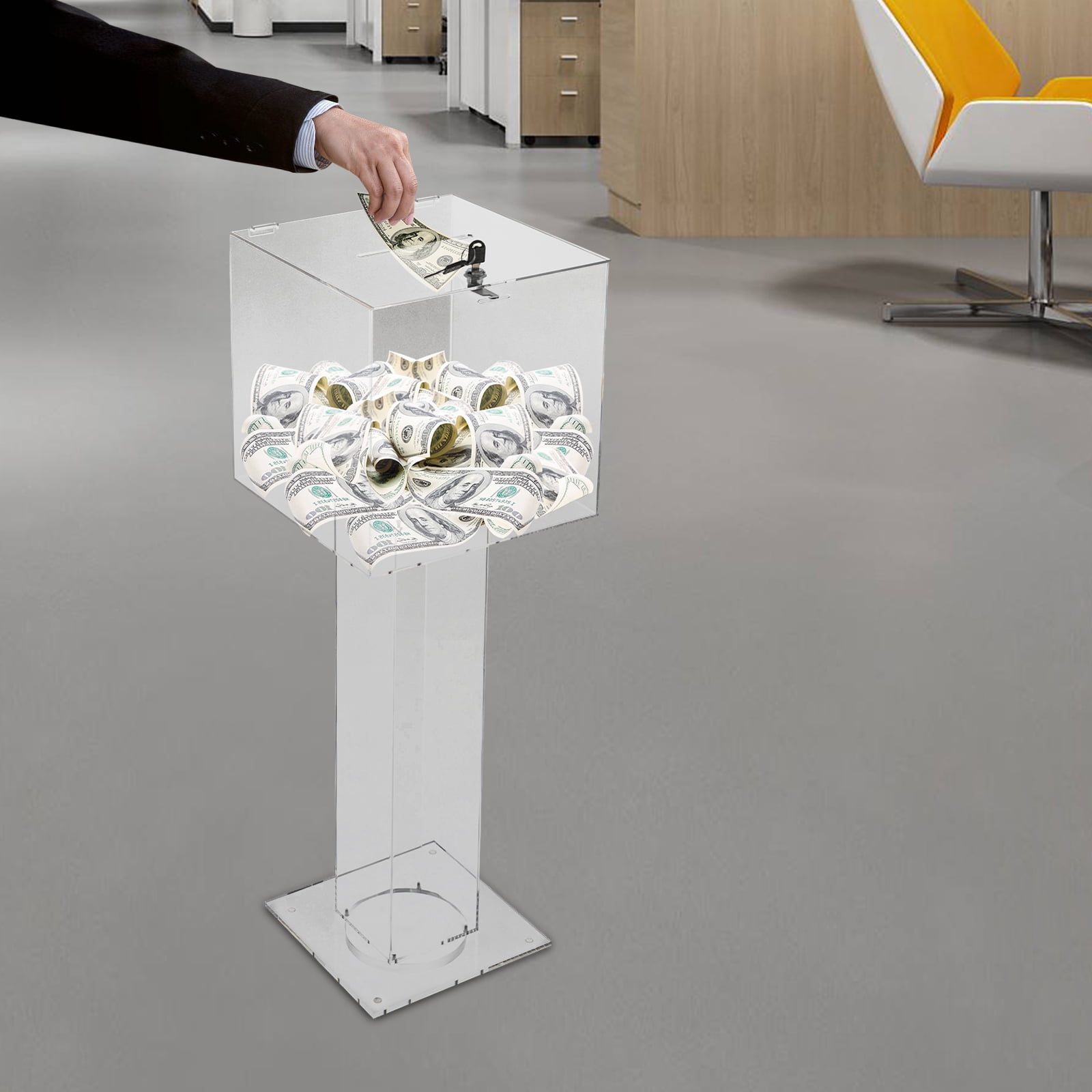 Floor Standing Clear Suggestion Box with Stand, Offering Box for Church ...