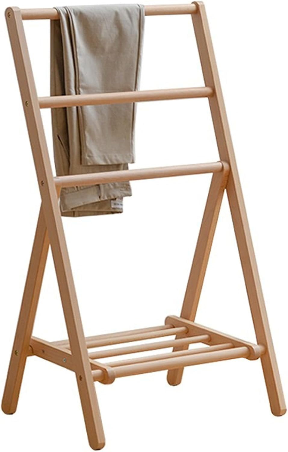 Floor Standing Clothes Rail Wood Shelves, Foldable Clothing Storage ...