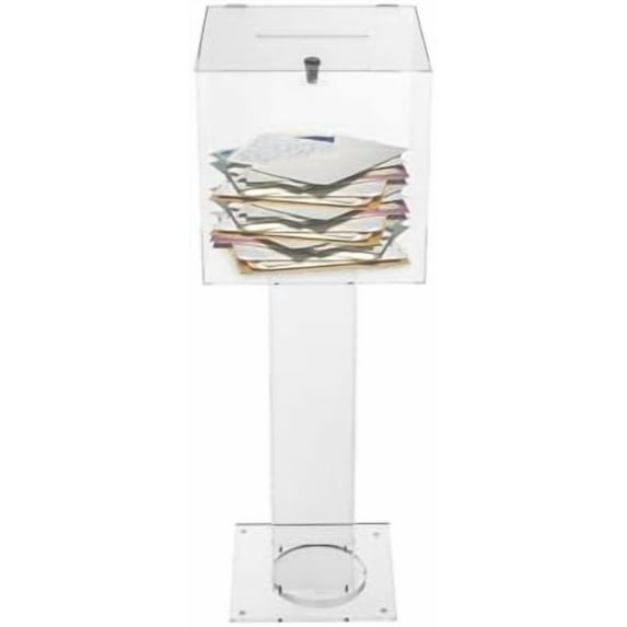 Floor Standing Donation Ballot Box with Lock and Keys, 12x12x34.2 inch ...