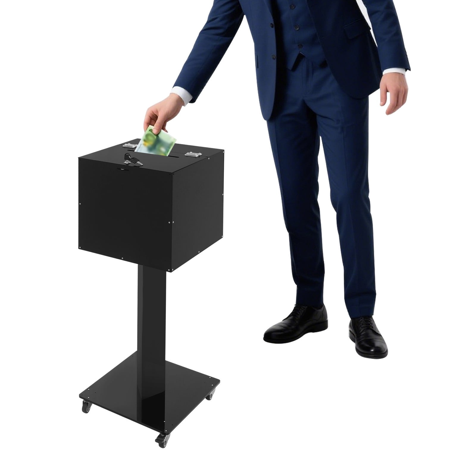 Floor Standing Donation Box with Wheels Suggestion Box with Lock and ...