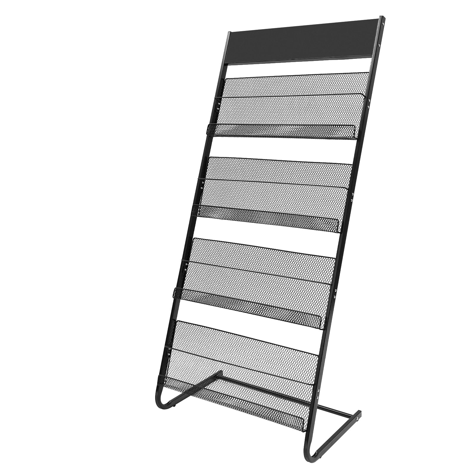 Floor-Standing Foldable Magazine Rack, 4-Tier Iron Storage Rack, Modern ...