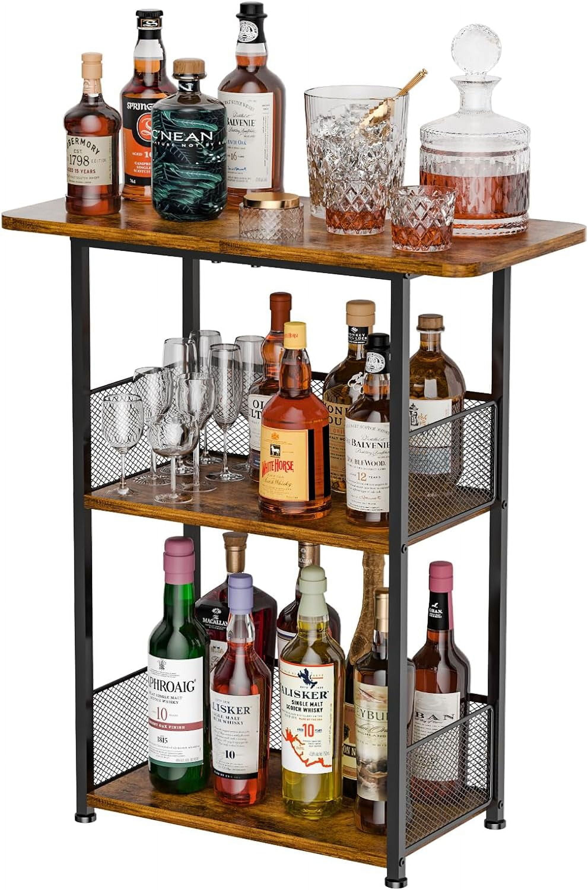 Floor Standing Freestanding Whiskey Rack: 3 Tier Wine Rack Mini Bar ...