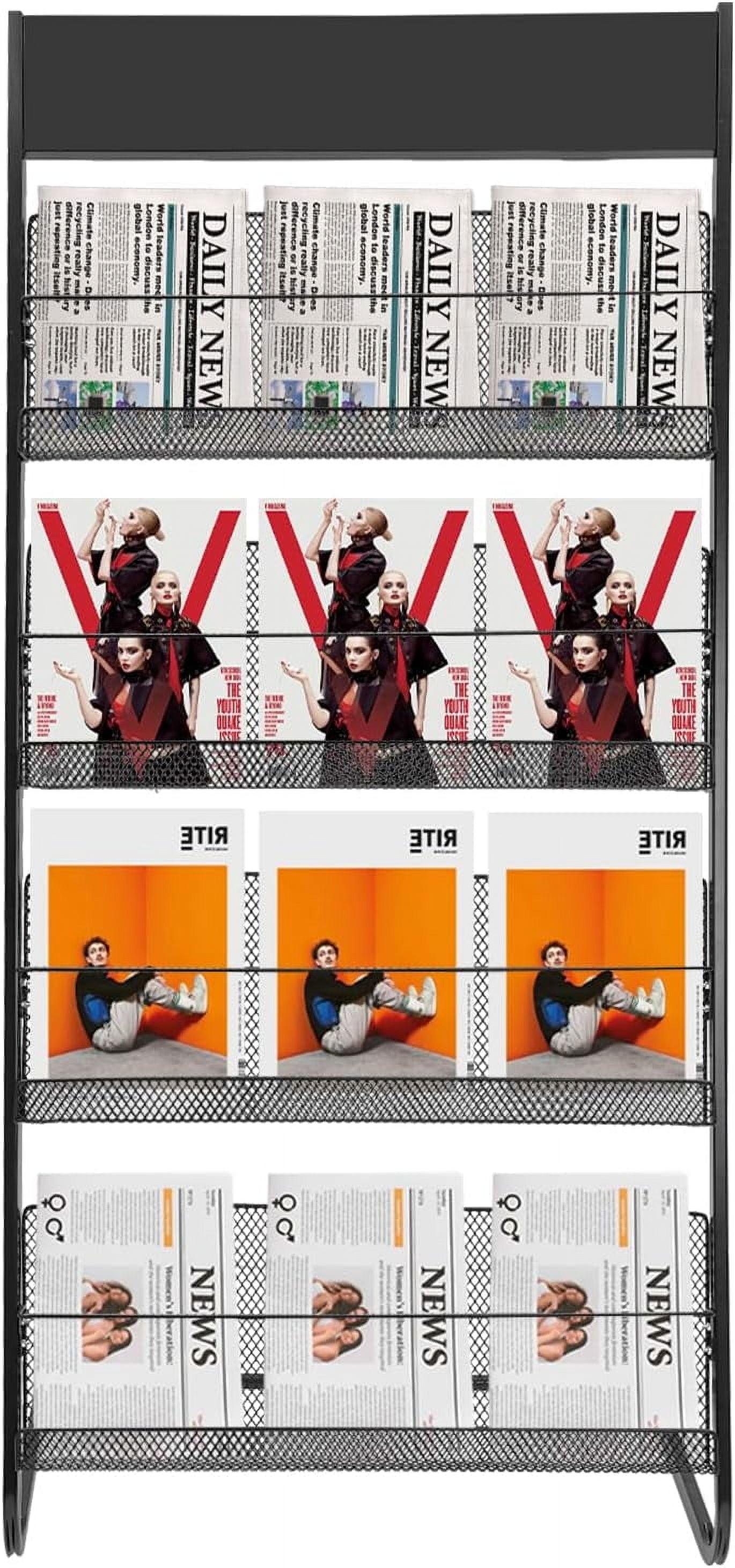 Floor Standing Magazine Rack, 4 Layers Brochure Display Stand Floor ...