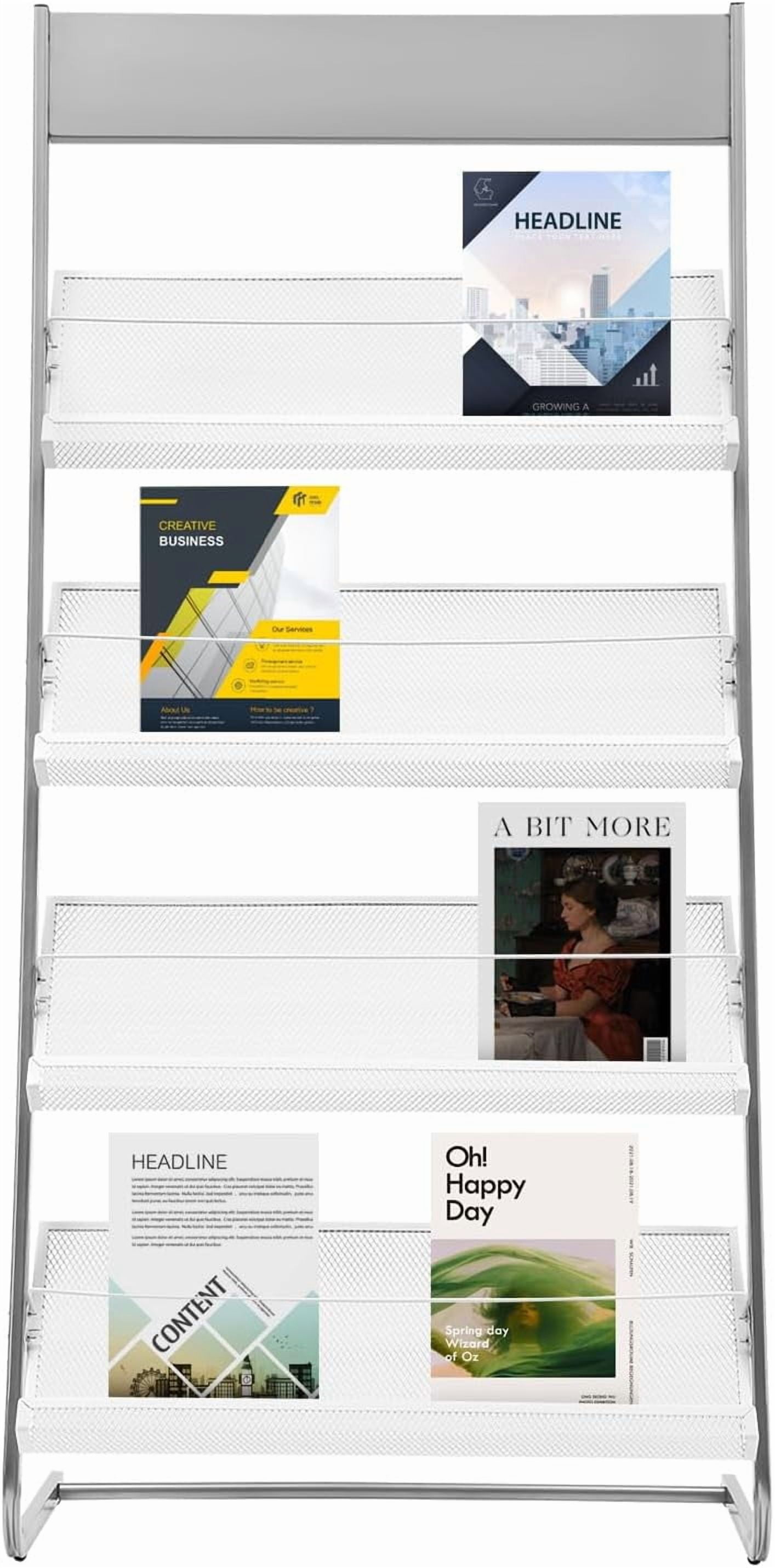 Floor Standing Magazine Rack, 4 Layers Brochure Display Stand Floor ...