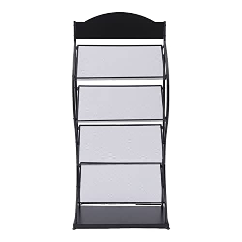 Floor-Standing Magazine Rack, 4 Tiers Newspaper Magazine Display Rack ...
