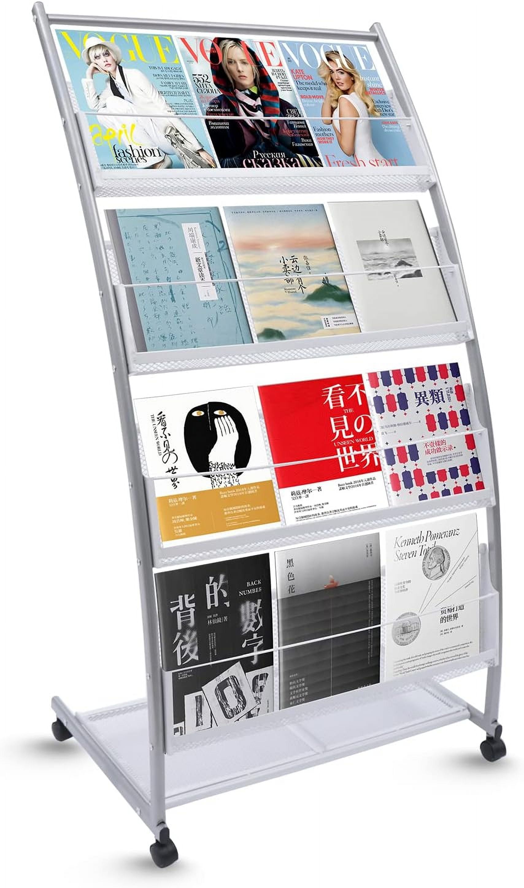 Floor-Standing Magazine Rack，Metal Newspaper Rack Display Rack with ...