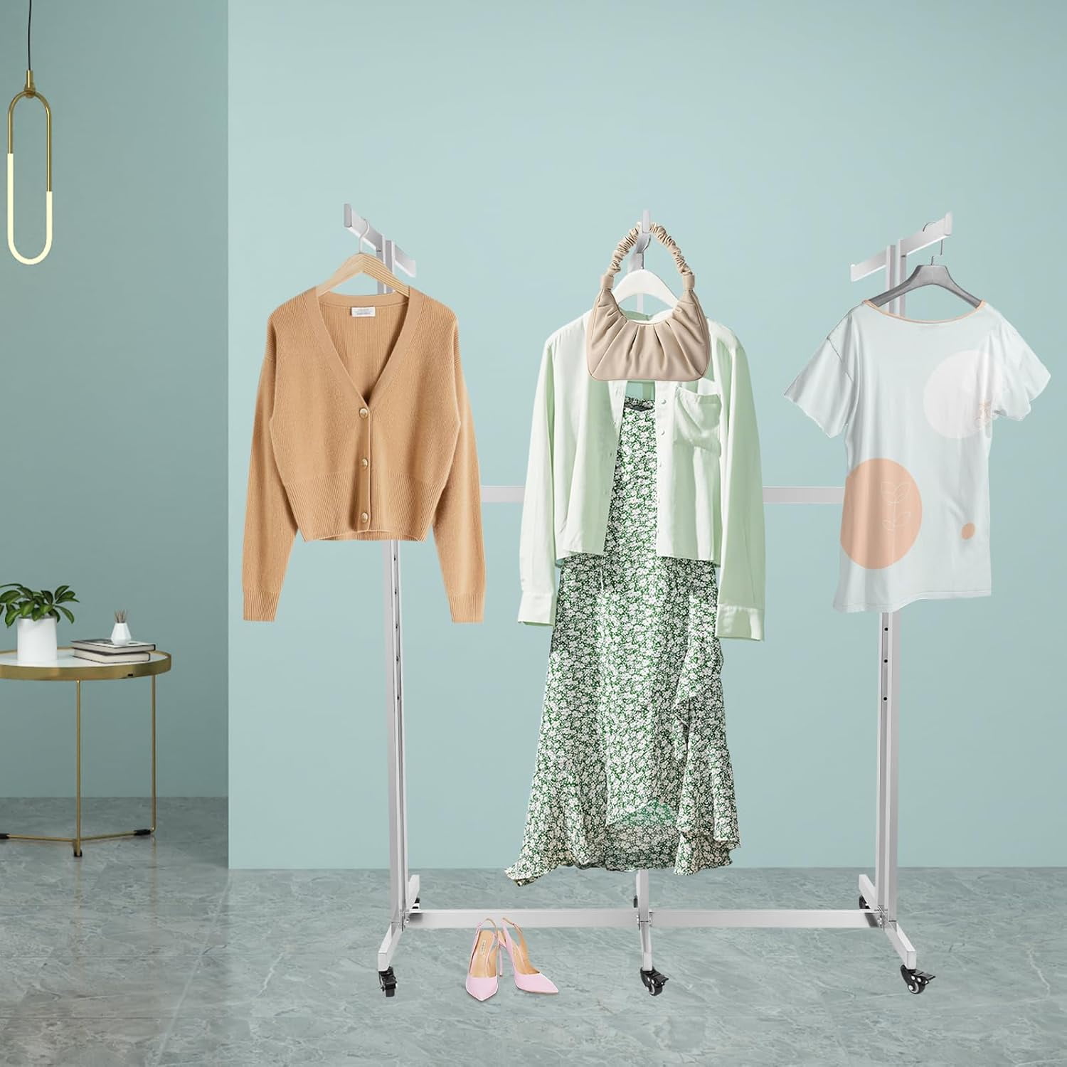 Floor Standing Metal Garment Rack Heavy Retail Display Racks With ...