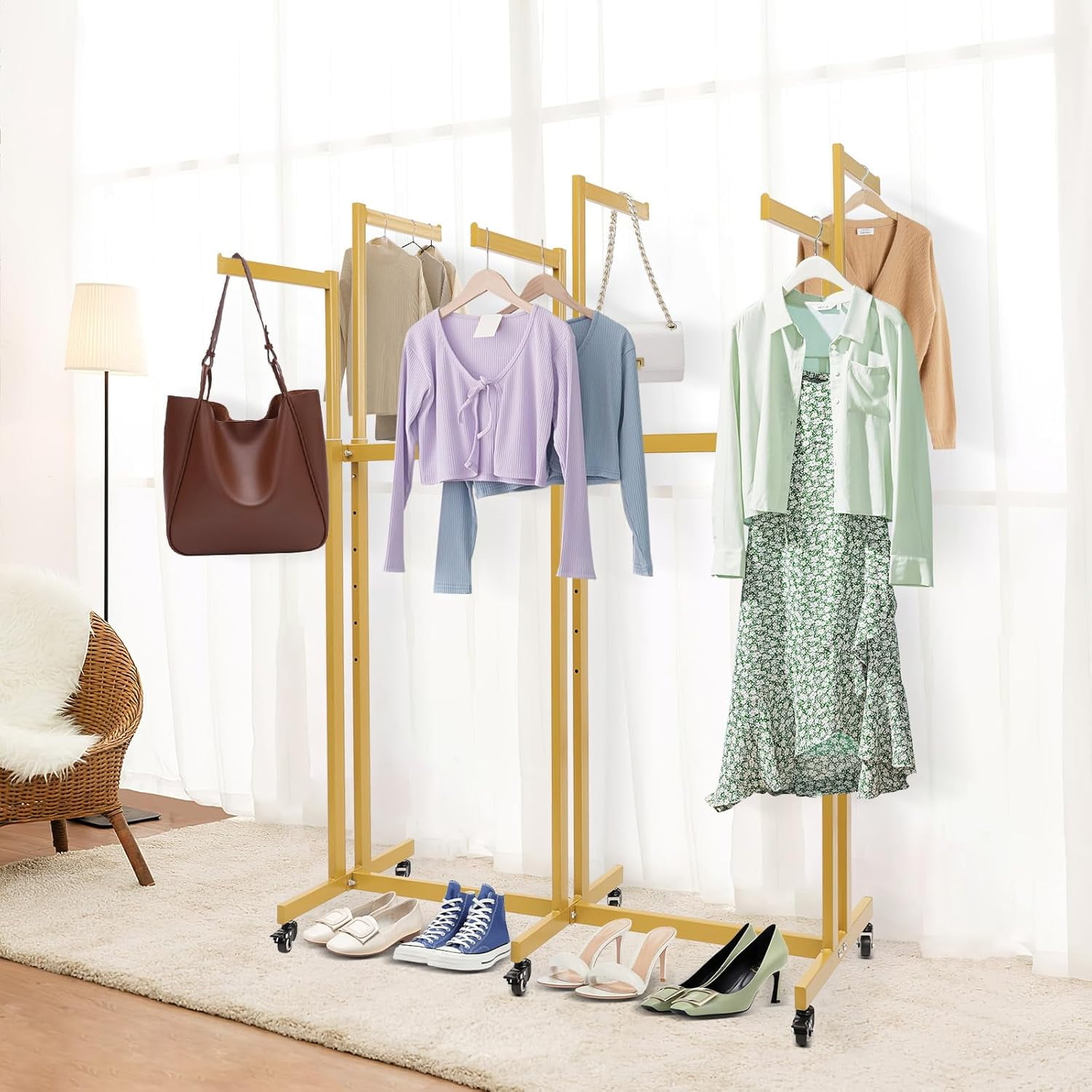 Floor Standing Metal Garment Rack Heavy Retail Display Racks With ...
