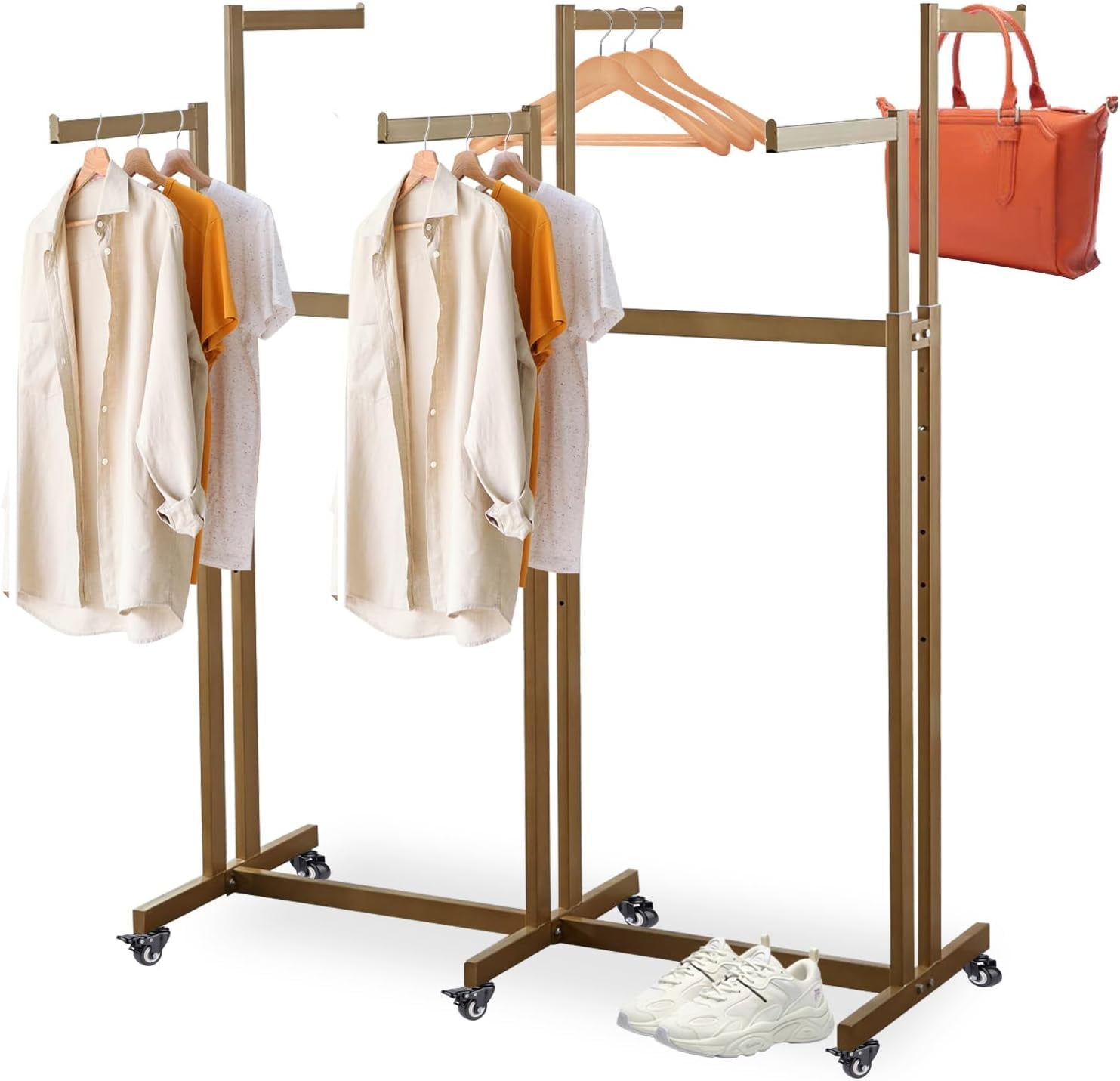 Floor Standing Metal Garment Rack with Wheel, Commercial Retail Clothes ...
