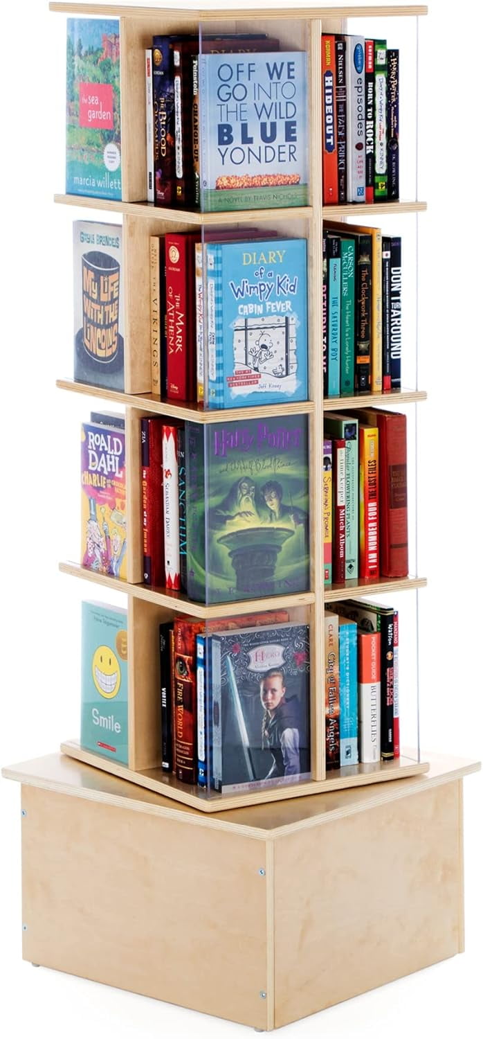 Floor Standing Rotating Book Display: Spinning Bookshelf Tower for ...