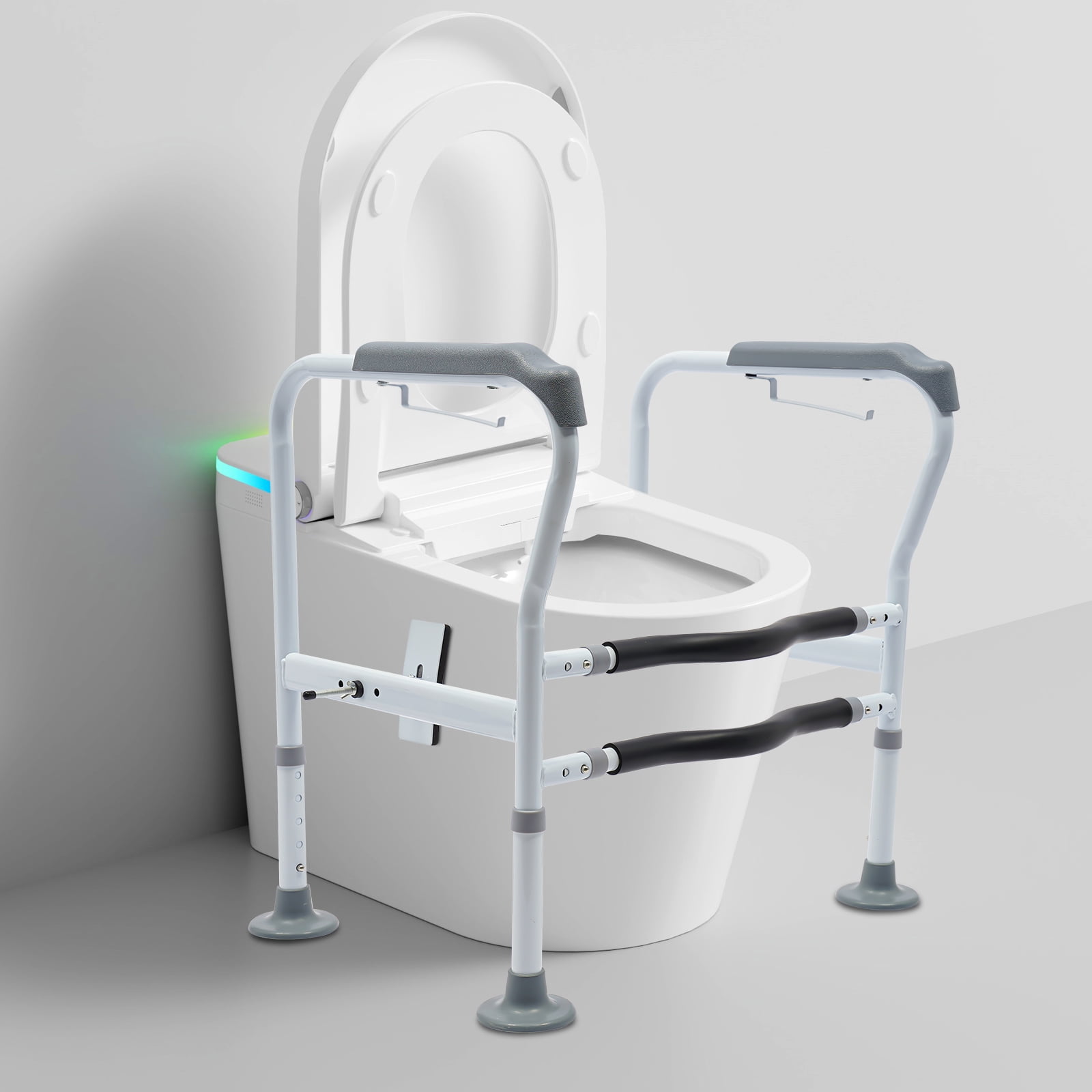 Floor-Standing Toilet Safety Frame with Bathroom Grab Bars, Seat ...
