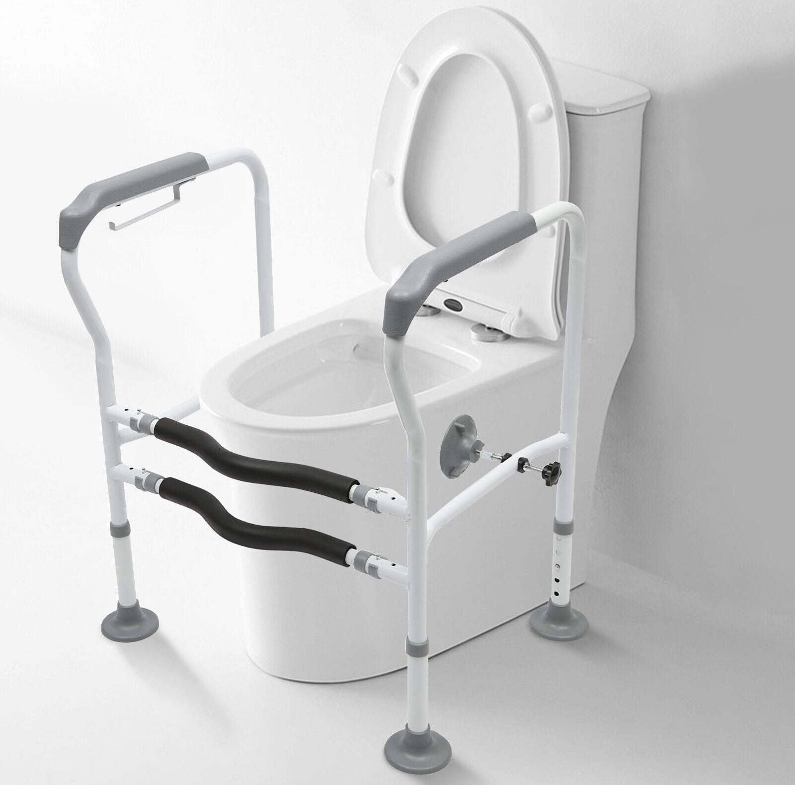 Floor-Standing Toilet Safety Frame with Bathroom Grab Bars, Seat ...