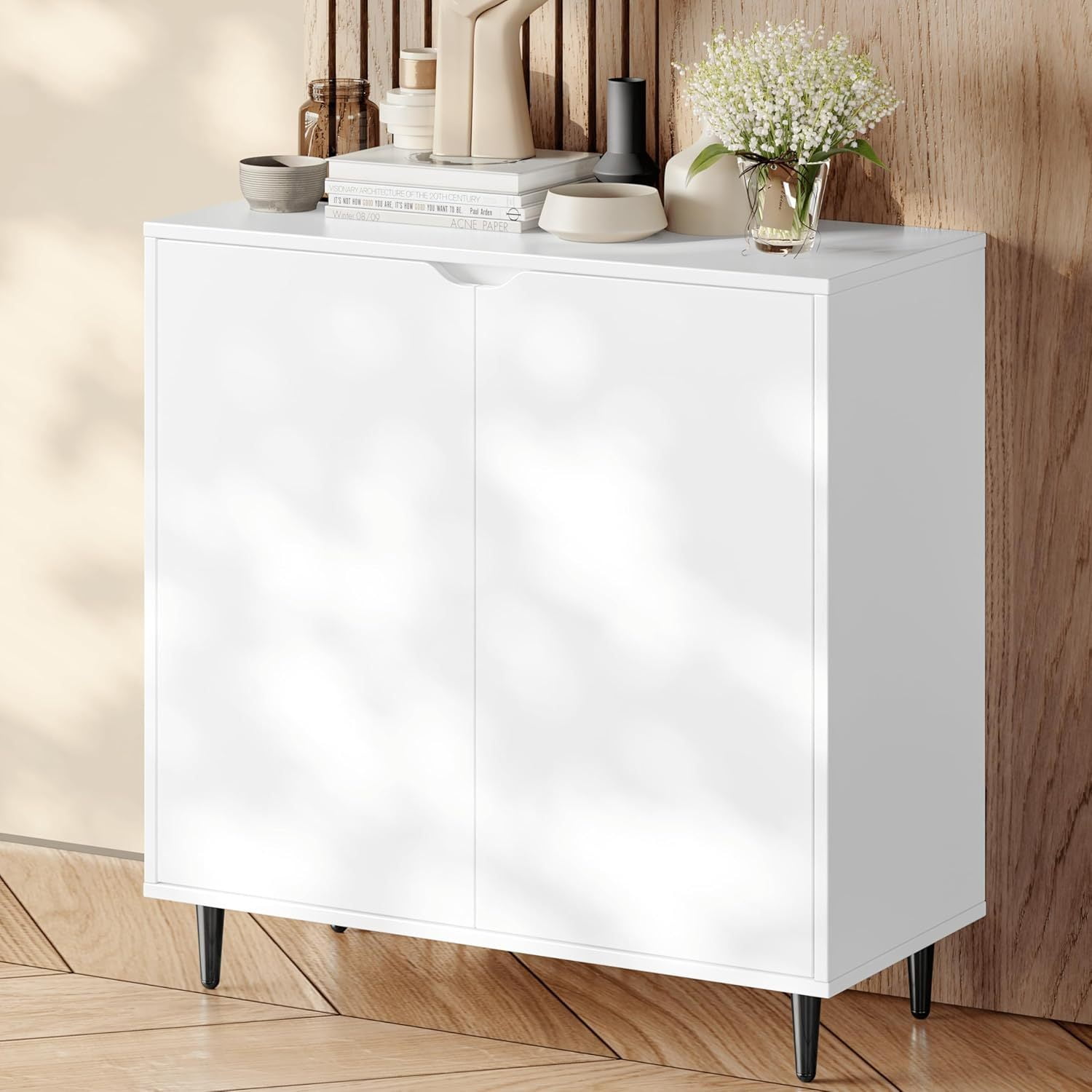Floor Storage Cabinet Wooden, Freestanding Storage Cabinets with 2 ...