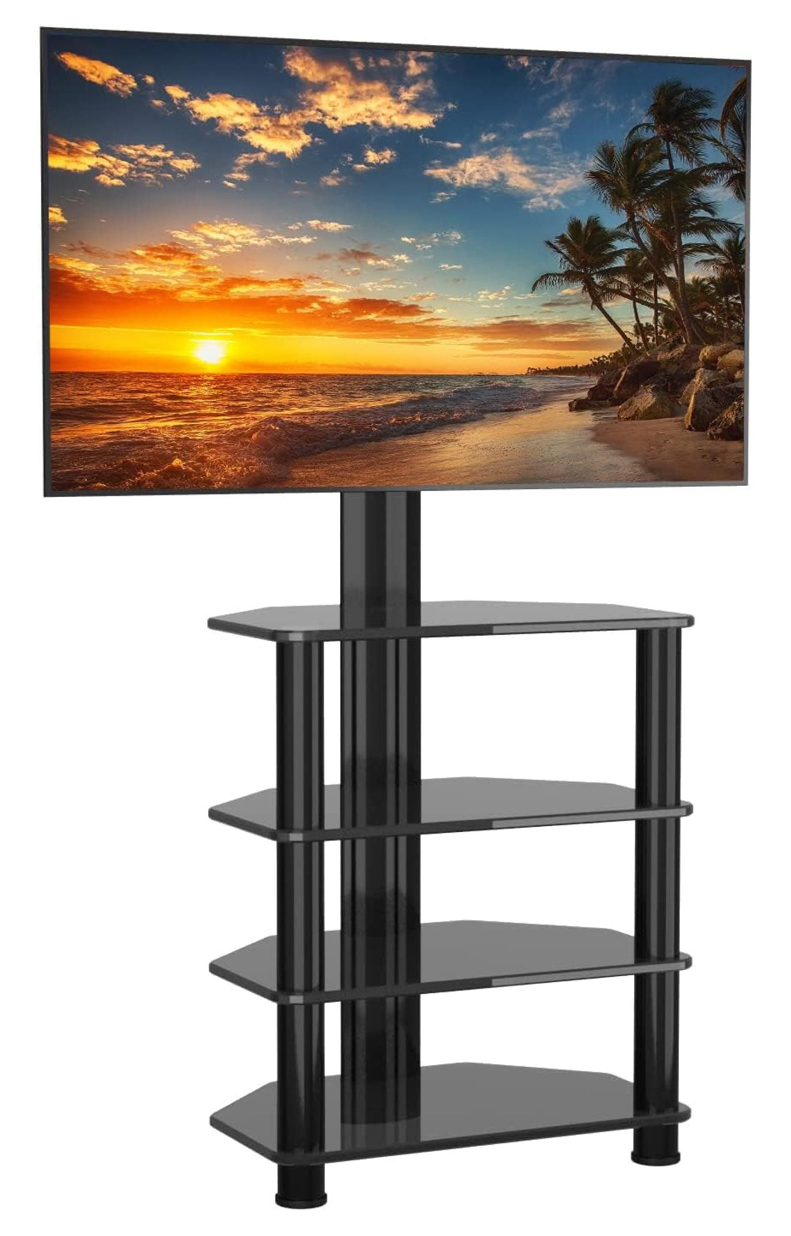 Floor TV Stand with 4 Tier Media Stand Audio Video Rack Tower for Entertainment Stereo Component ...