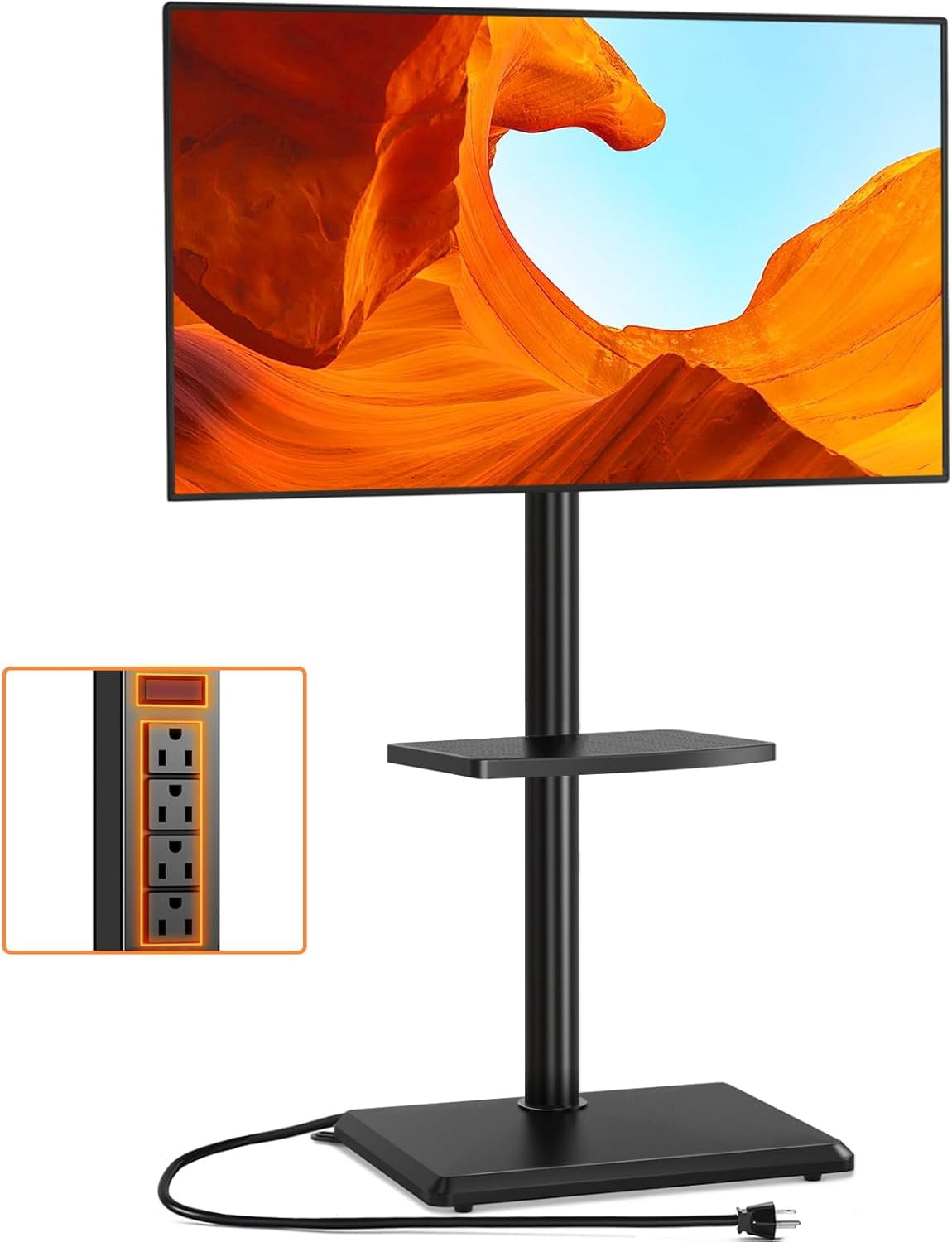 Floor TV Stand with Power Outlet, TV Mount Stand for 32-60 inch TVs up ...